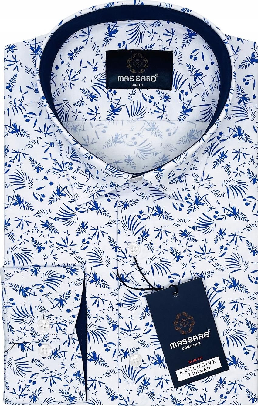 Biała Premium koszula męska z lycrą w kwiaty Slim-fit - Ceny i opinie ...