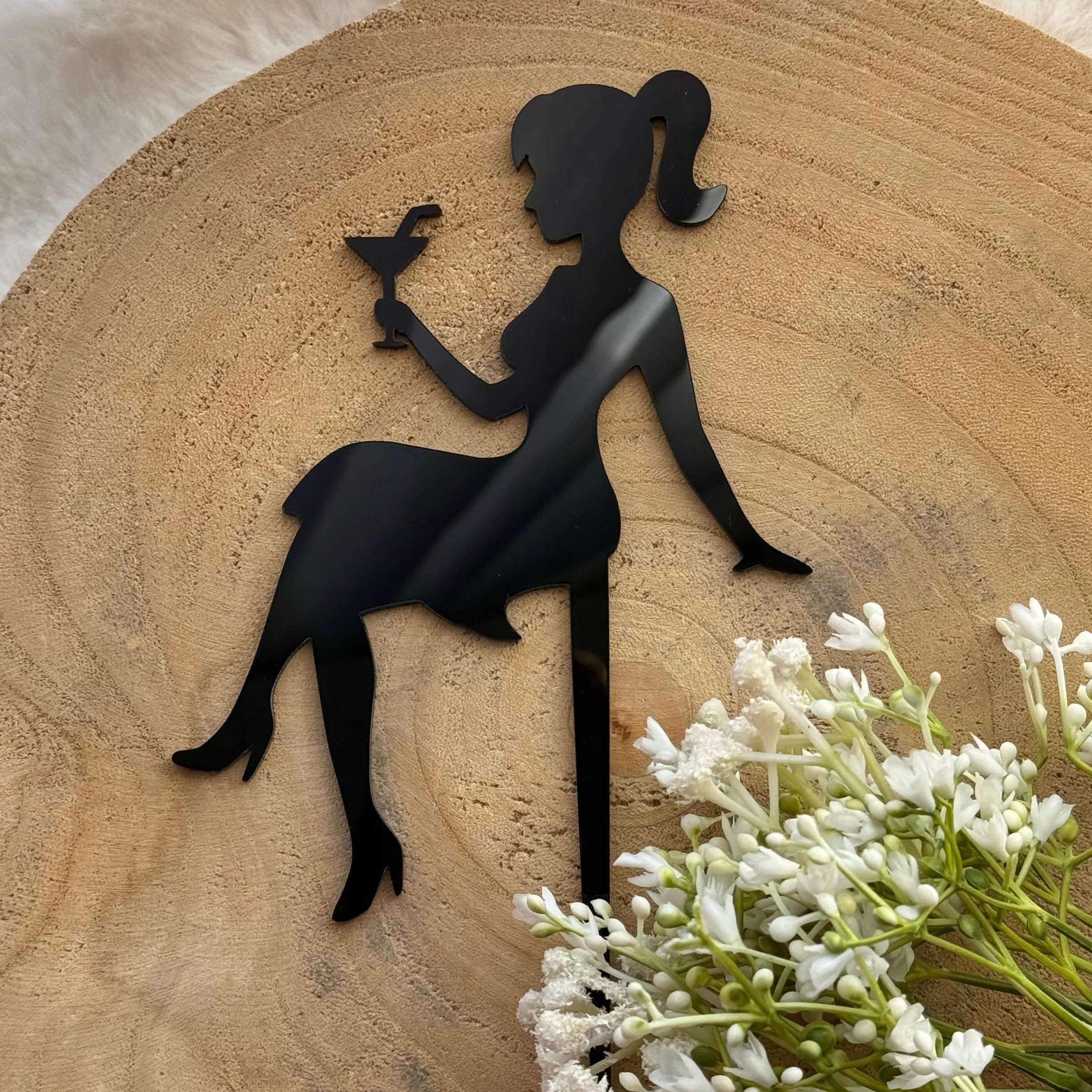 Topper Panienka Kobieta z Drinkiem czarna pleksi Akryl - Ceny i opinie ...