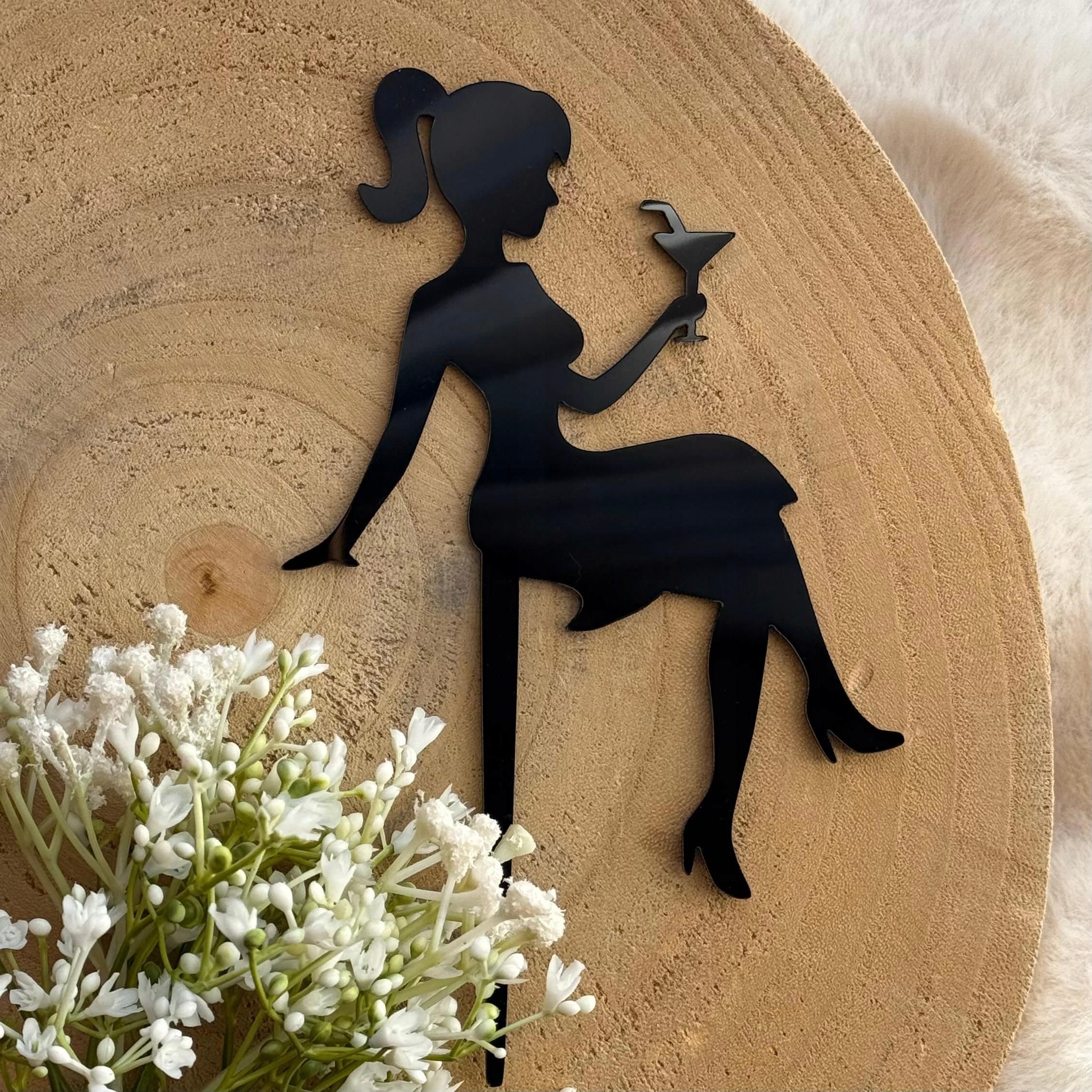 Topper Panienka Kobieta z Drinkiem czarna pleksi Akryl - Ceny i opinie ...