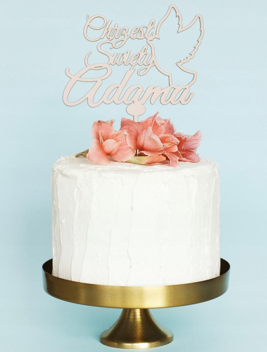 Topper Na Tort Chrzest/urodziny Gołąbek Napis Imię - Ceny i opinie ...