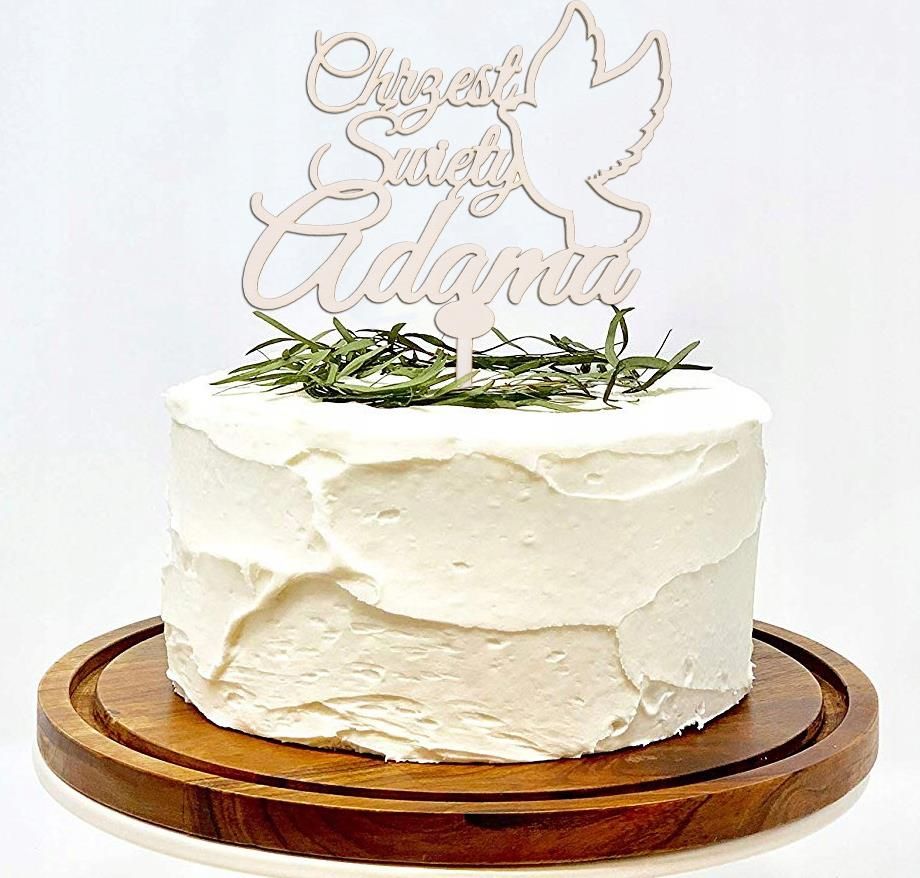 Topper Na Tort Chrzest/urodziny Gołąbek Napis Imię - Ceny i opinie ...