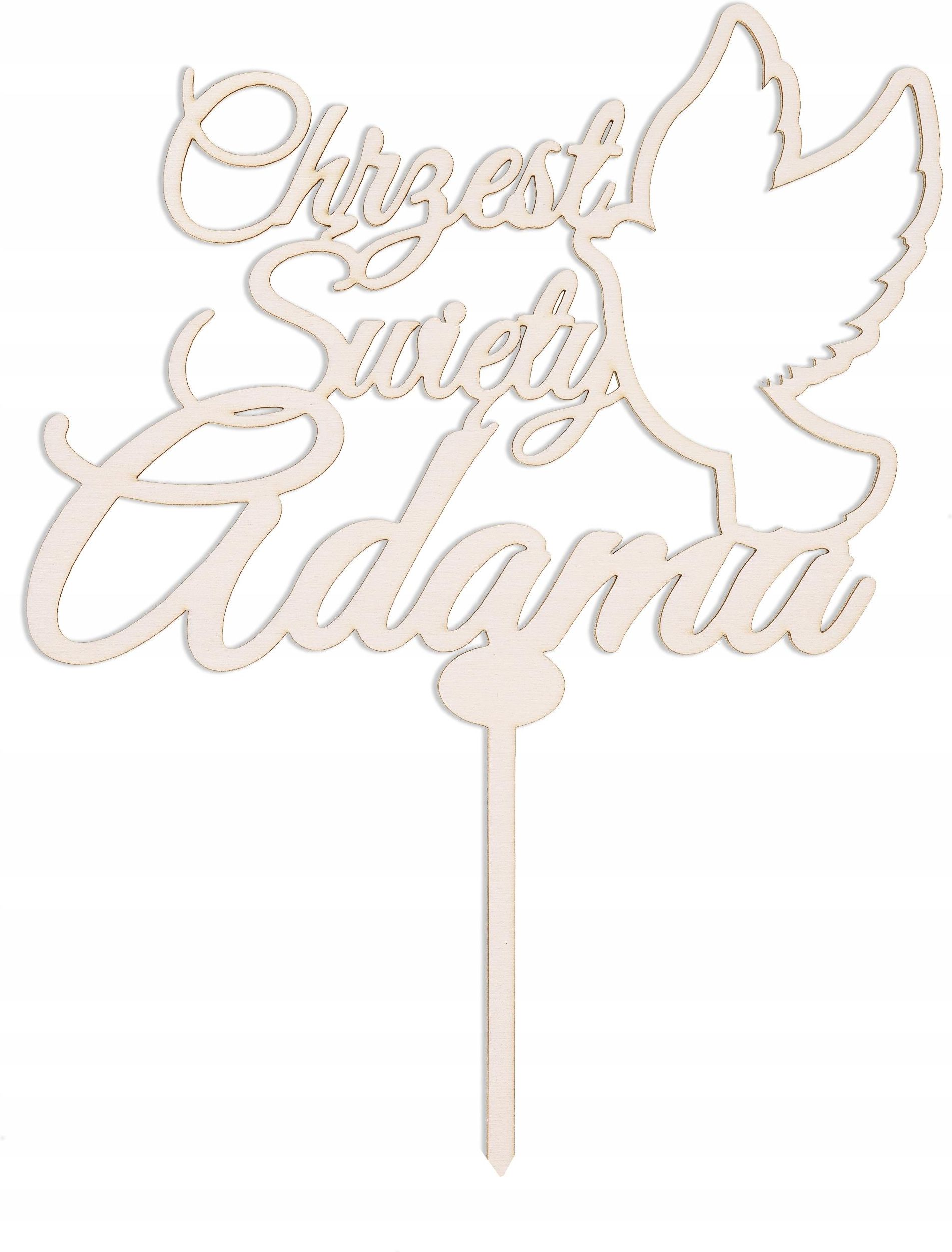 Topper Na Tort Chrzest/urodziny Gołąbek Napis Imię - Ceny i opinie ...