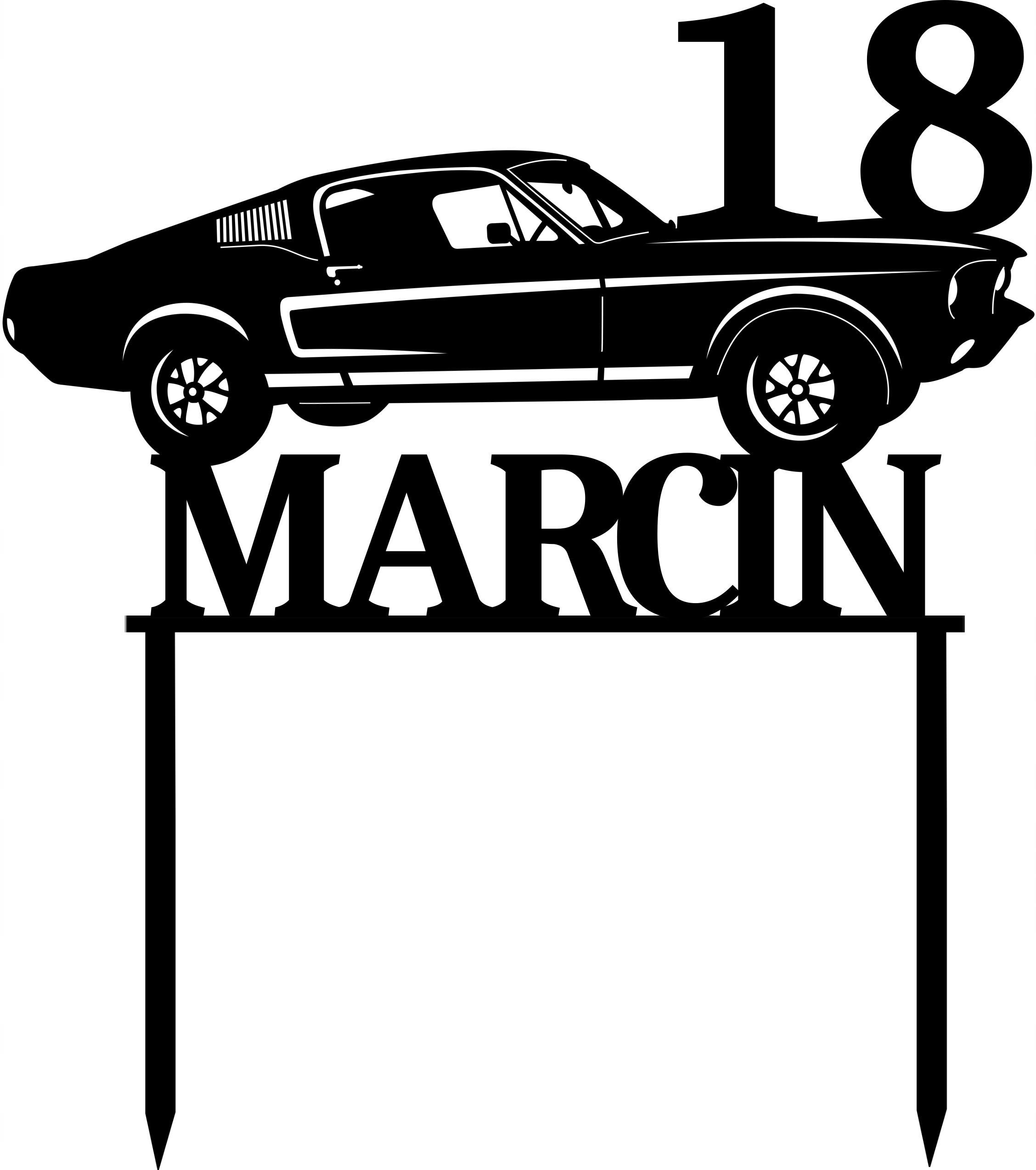 Topper na Tort Urodzinowy Spersonalizowany Imię Wiek Topper Samochód ...