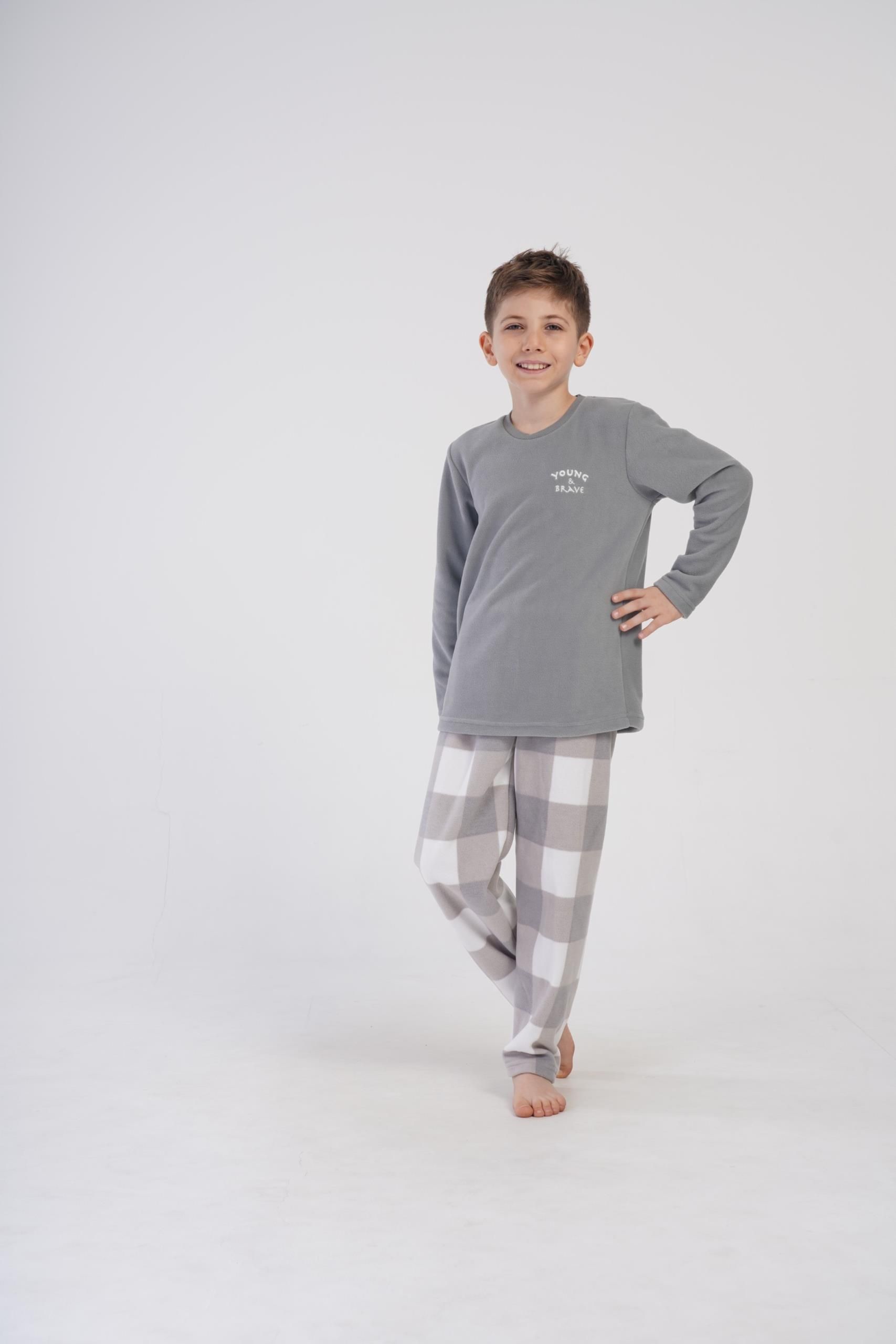 Piżama chłopięca bawełniana polarowa z długim rękawem Vienetta 134 9/10 ...