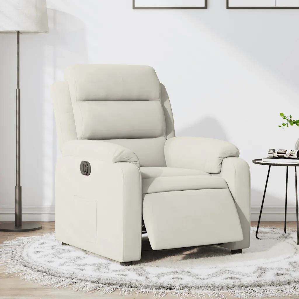 Gravora Elektryczny fotel rozkładany kremowy aksamit 75x92,5x100 cm ...