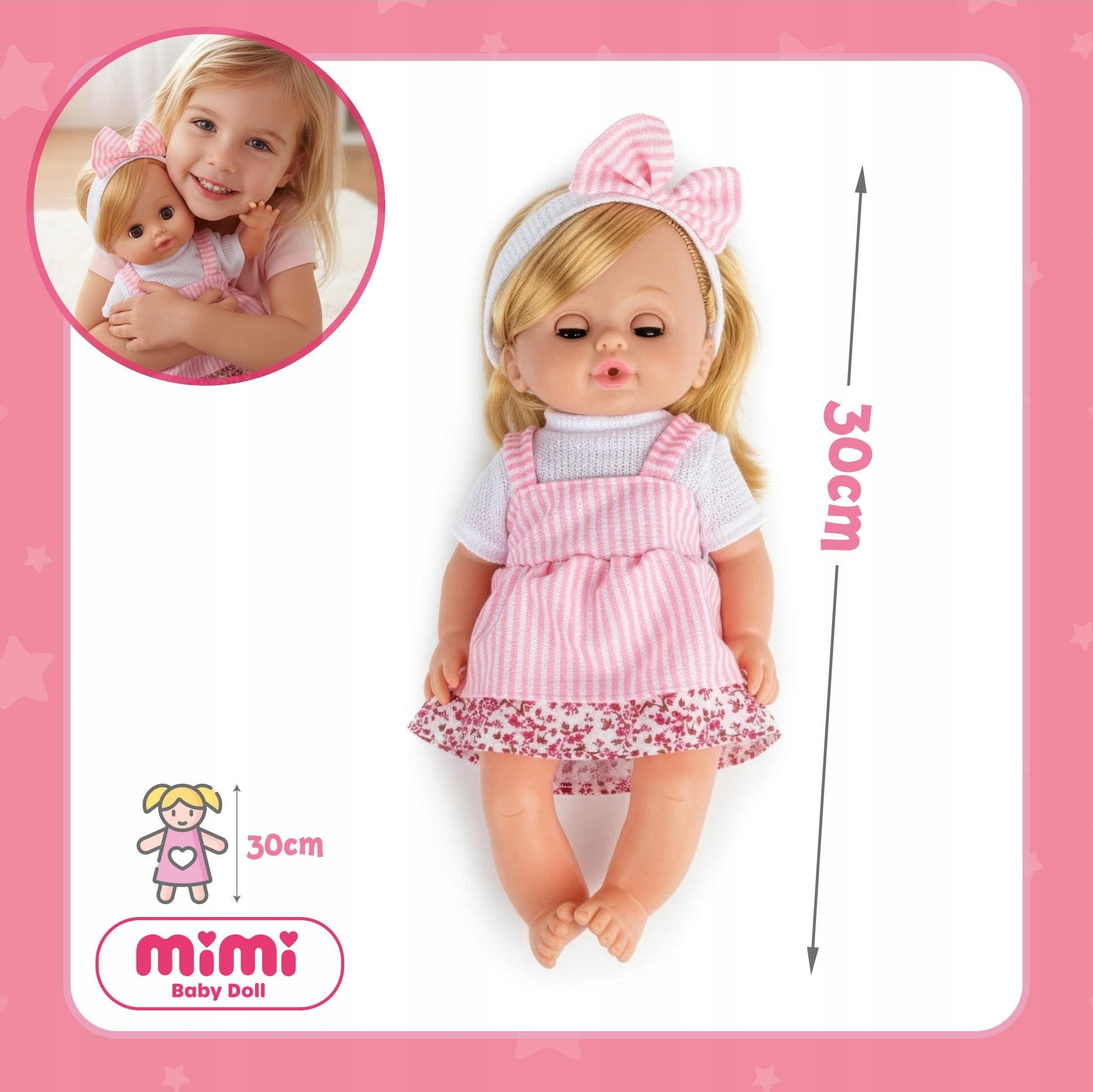Lalka LALKA BOBAS DUŻA REALISTYCZNA KINDERPLAY MIMI 30CM MÓWI PŁACZE ...