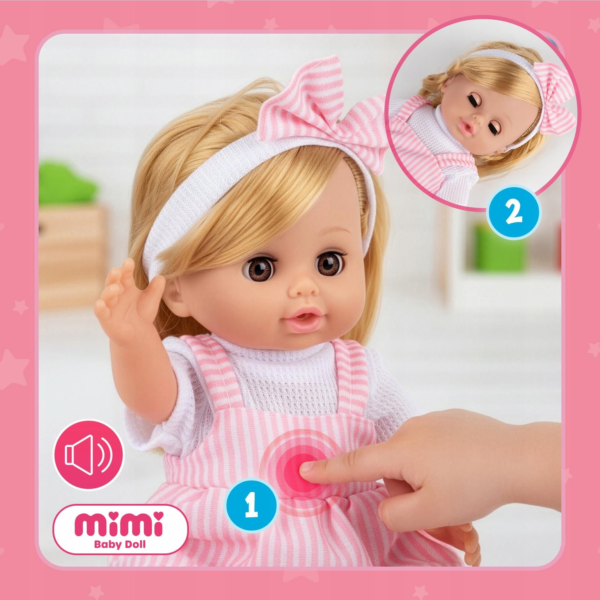 Lalka LALKA BOBAS DUŻA REALISTYCZNA KINDERPLAY MIMI 30CM MÓWI PŁACZE ...