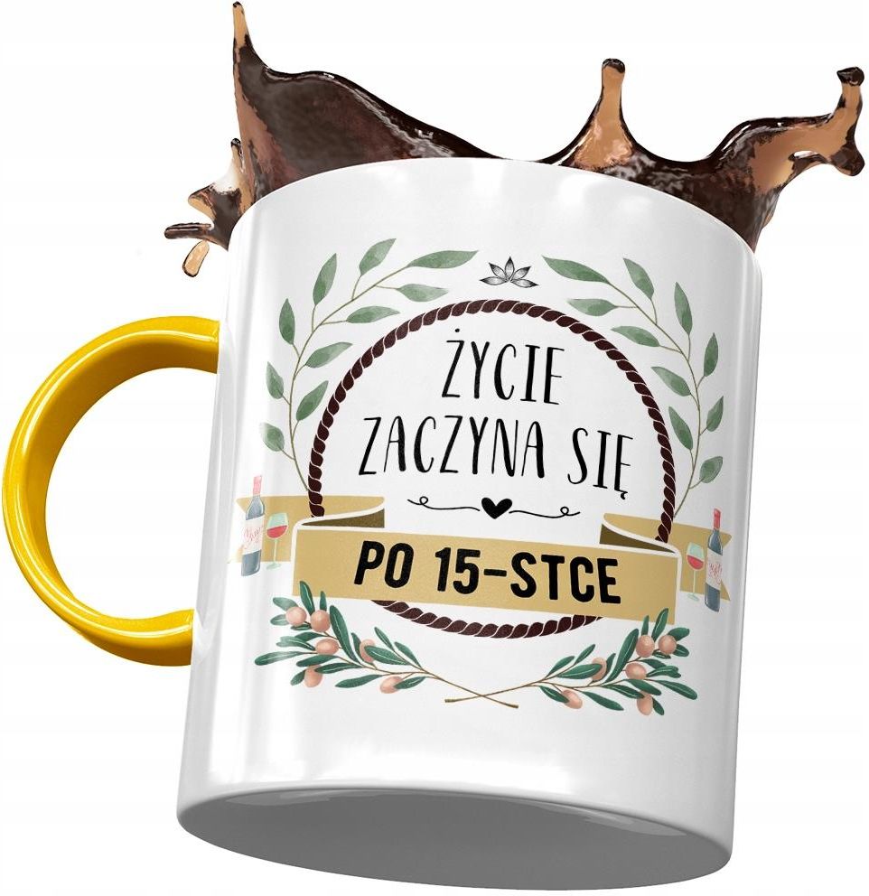 Polidraw Kubek Żółty Na Urodziny 15 15Ste 15-Ste Na Prezent Z Nadrukiem ...