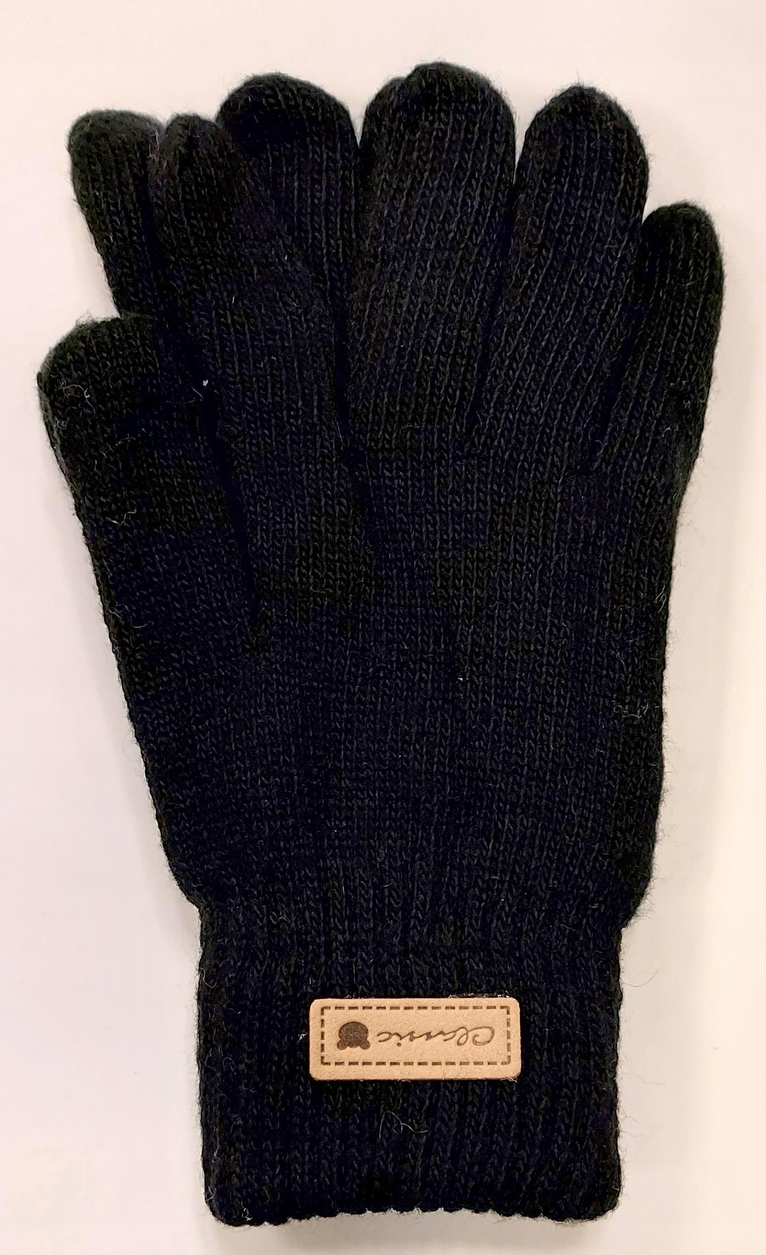 Aura Via Grube Rękawiczki Damskie Pięciopalczaste Wełna Czarne 24 CM ...