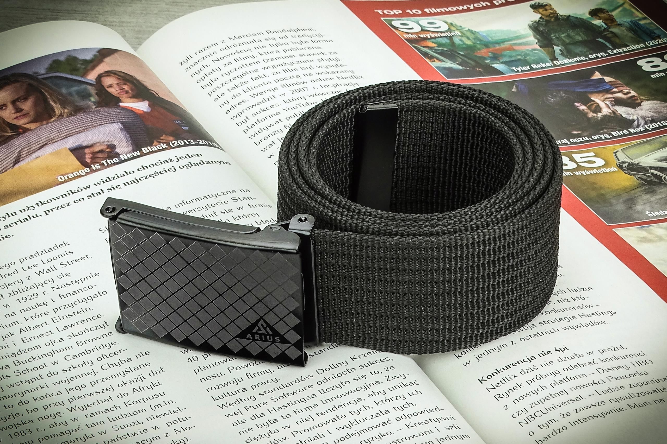 Arius Pasek Parciany Meski Idealny do Krotkich Spodni Czarny Dlugi 145 ...