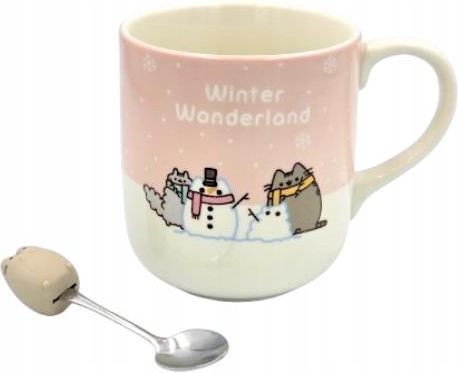 Mpm Pusheen Kubek Ceramiczny Z Uchem 350Ml Różowo Biały Łyżeczka ...