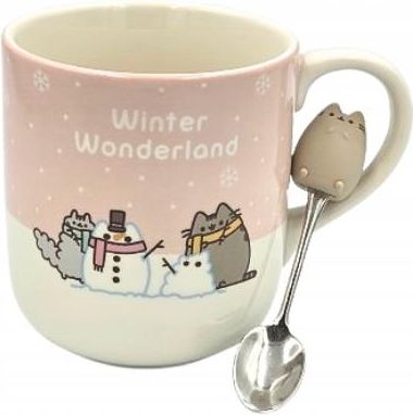 Mpm Pusheen Kubek Ceramiczny Z Uchem 350Ml Różowo Biały Łyżeczka ...