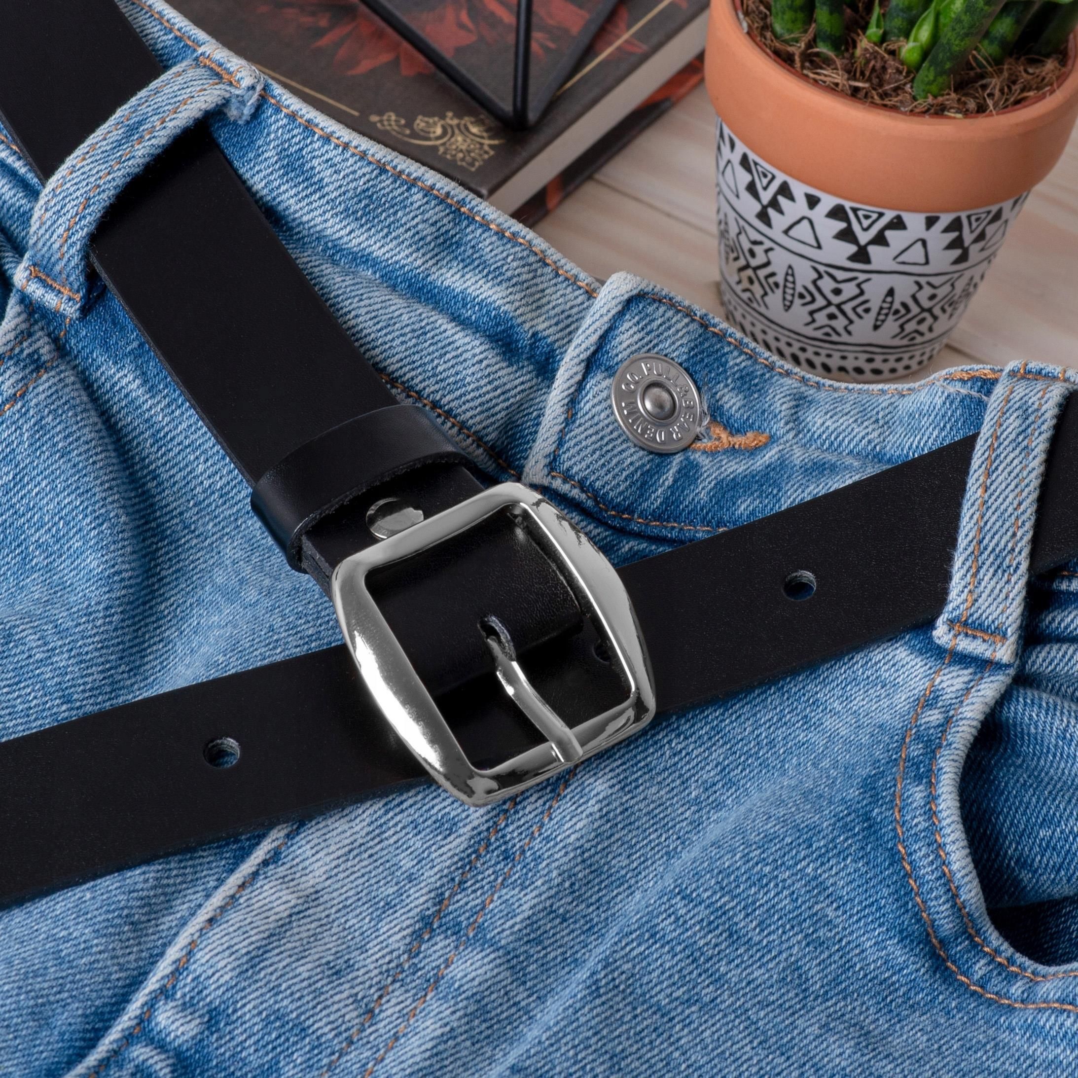 Stylowy Pasek Damski Czarny Uniwersalny Srebrna Klamra Heksagon 3cm ...