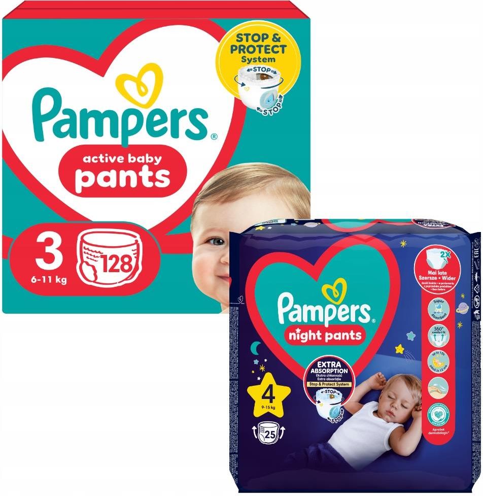 Pampers Pants Pieluchomajtki Rozmiar 3 128Szt. Night Roz 4 25 ...