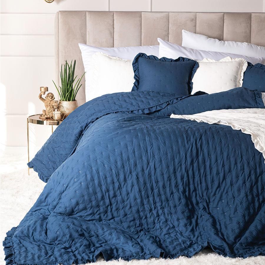 Markizeta Narzuta Dekoracyjna Z Falbaną Werona 200X220 Niebieska ...