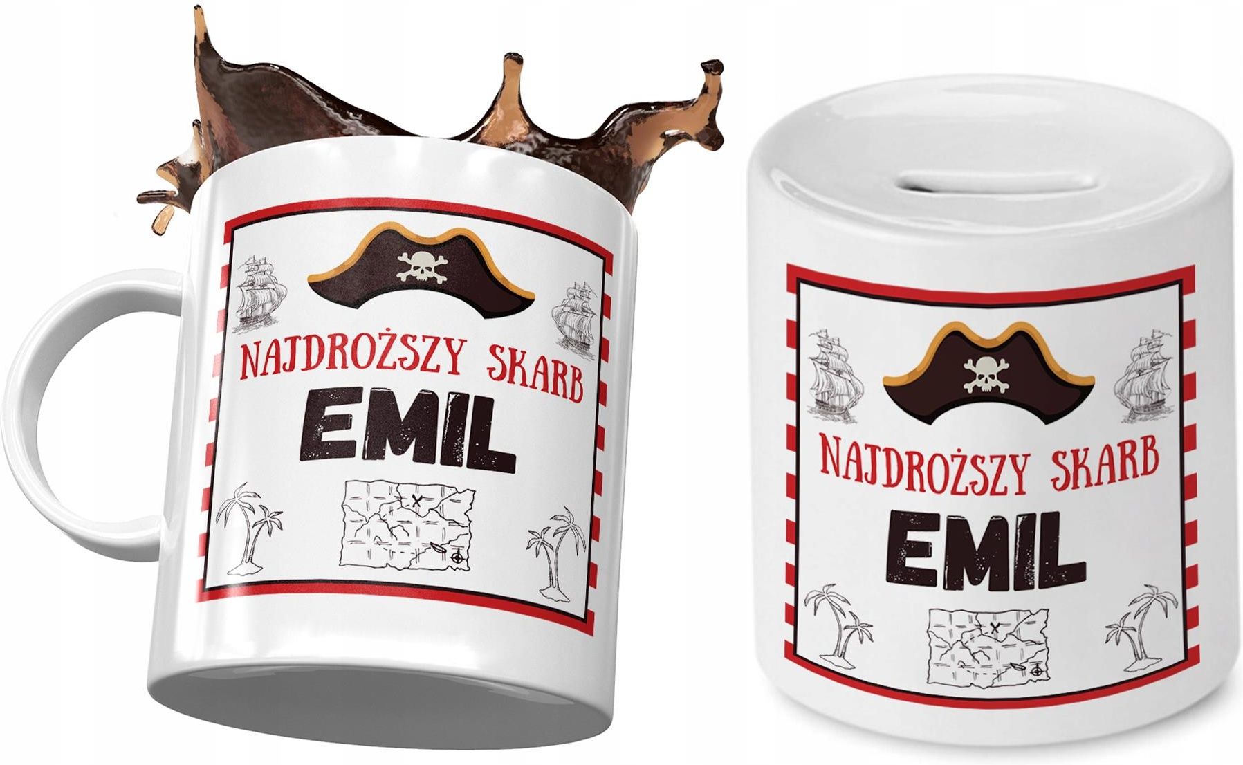 Polidraw Dla Emila Zestaw Kubek + Skarbonka Dla Dziecka Z Nadrukiem Ze ...