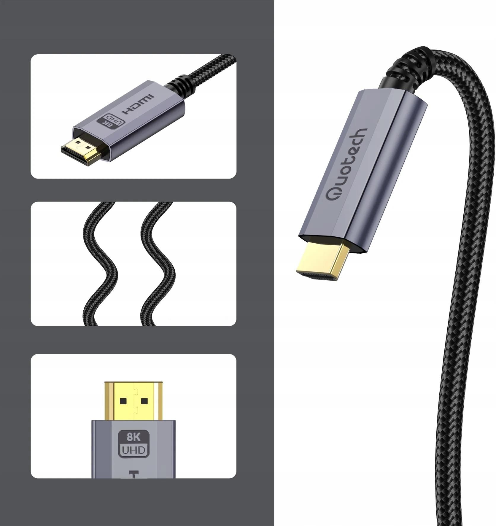 Quotech Kabel Displayport 1.4 Hdmi 2.1 Adapter Dp-hdmi 8K 4K120HZ 1m ...
