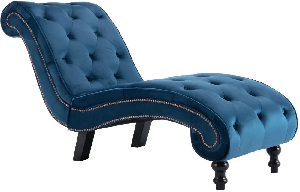 Gravora Niebieska leżanka aksamitna 145x52x77 cm, siedzisko 42 cm ...