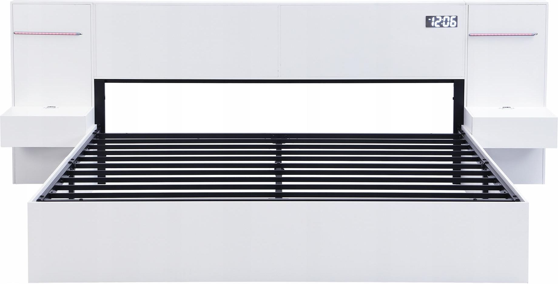 Arhatreya Łóżko podwójne 160x200cm Dioda Led Usb Zegar elektroniczny 2 ...