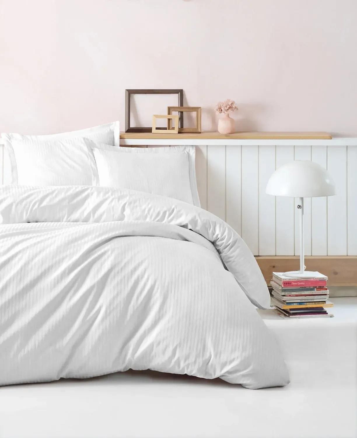 Asir Komplet Pościeli Satynowej Stripe 135X200 Poszewka 80X80 Biały ...