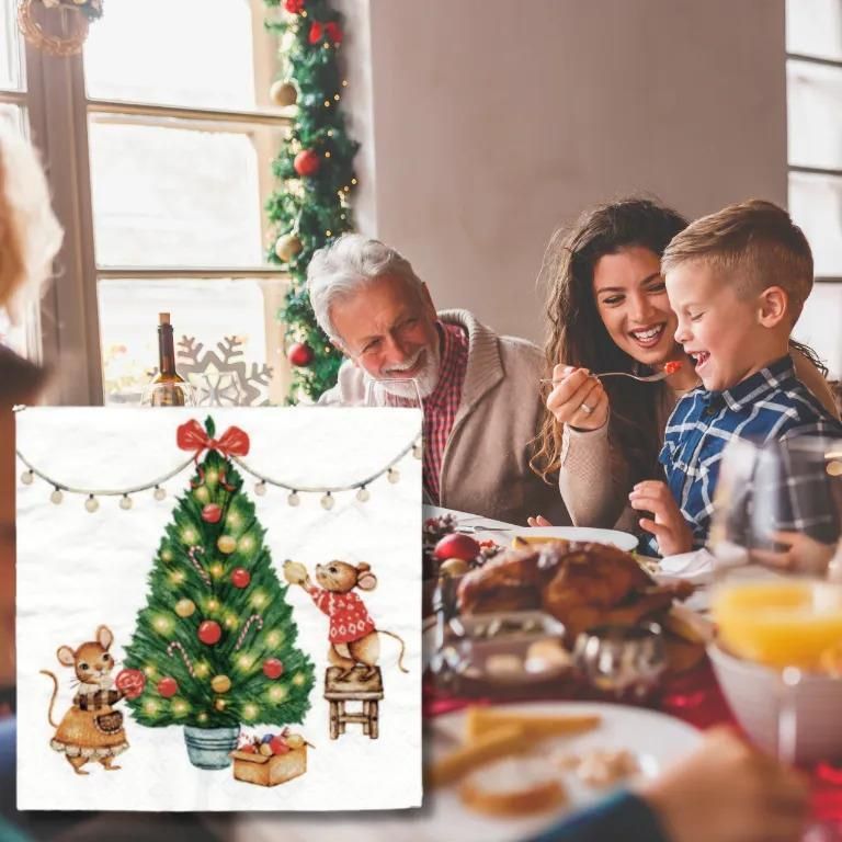 TINY CHRISTMAS Serwetki Świąteczne Choinka i Myszki 20 szt. 33x33 cm ...