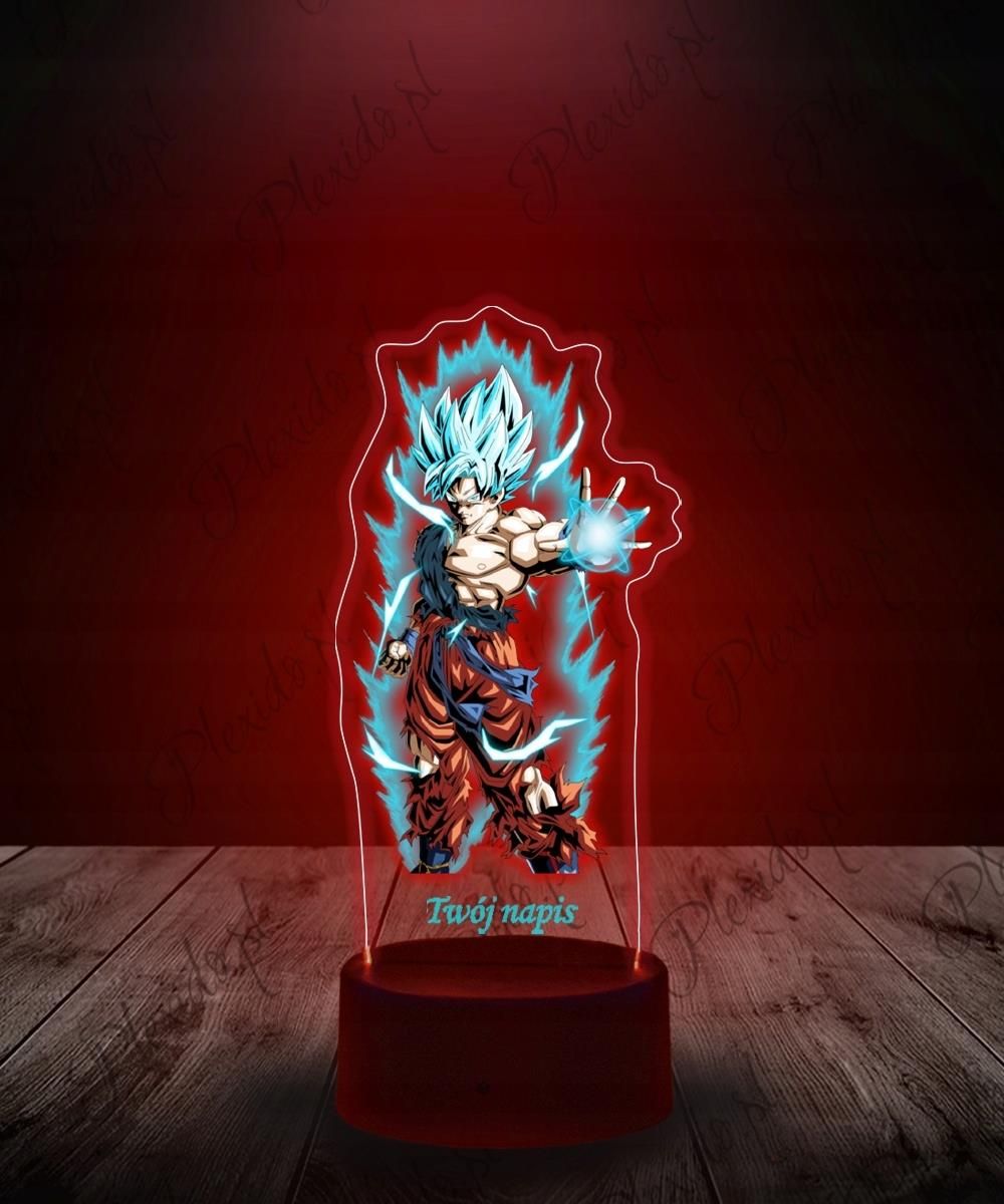 Lampka na szkle Plexido Dragon Ball Goku 3D LED RGB z pilotem 20cm ...