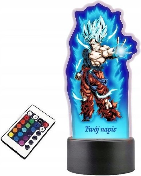 Lampka na szkle Plexido Dragon Ball Goku 3D LED RGB z pilotem 20cm ...