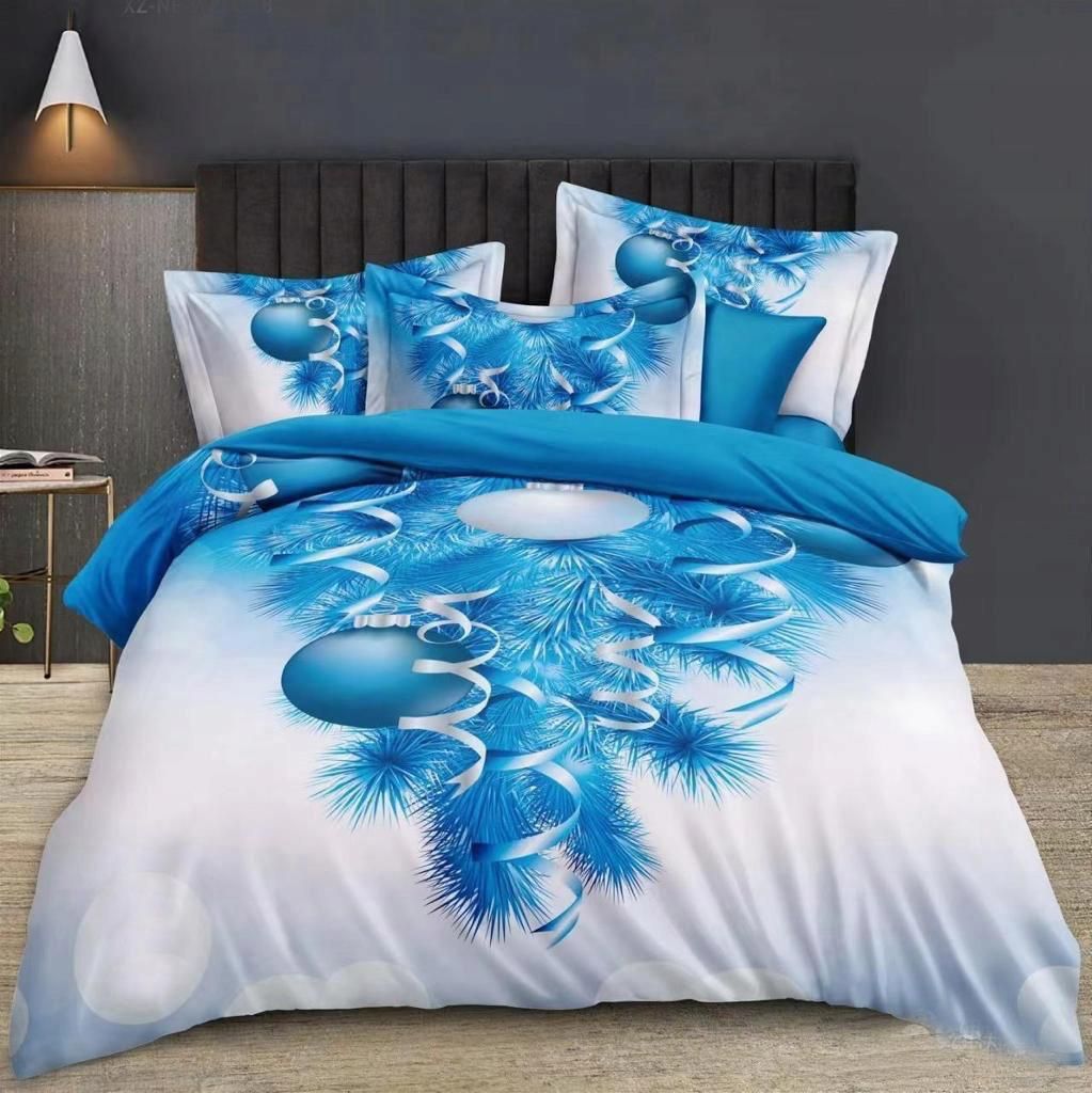 Bez marki Pościel Satyna Bawełniana 160x200+poszewki 70x80cm Choinka ...