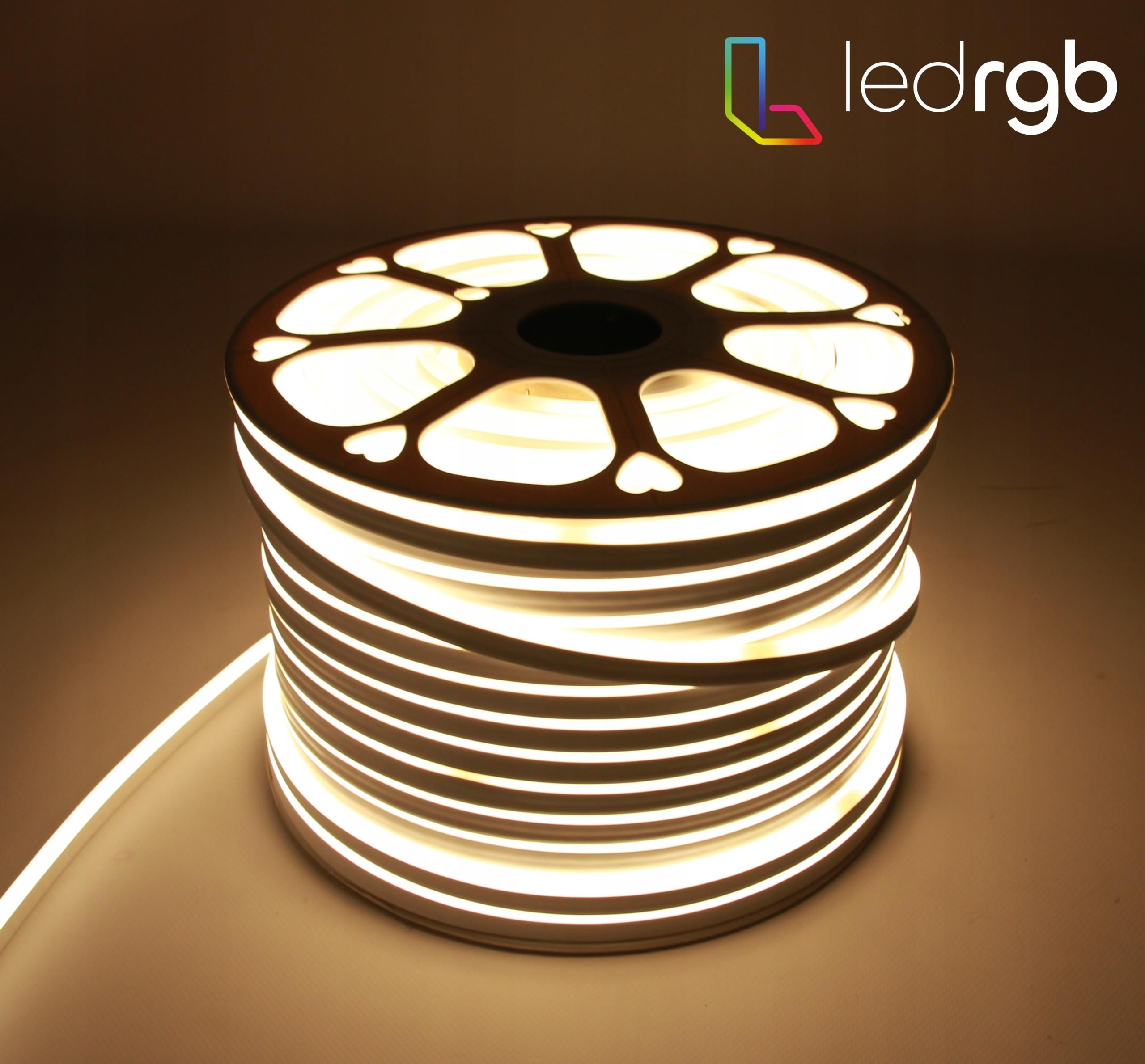 Taśma LED ledrgb 5m 3000K IP67 (TAŚMALEDNEON5M220VCIEPŁA3000KIP67 ...