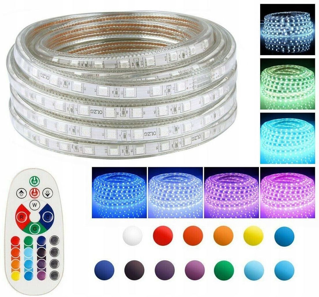 Taśma LED wielokolorowa 14m 230V IP65 (KOLOROWARGB) - Opinie i ...