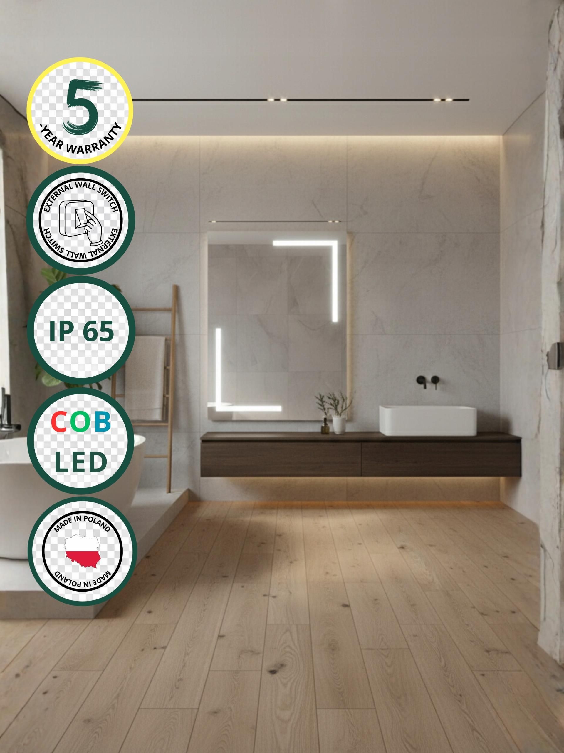 Lustro LED Via Lactea , 50x70 cm , Wł. Ścienny , 3 Warianty LED , Made ...