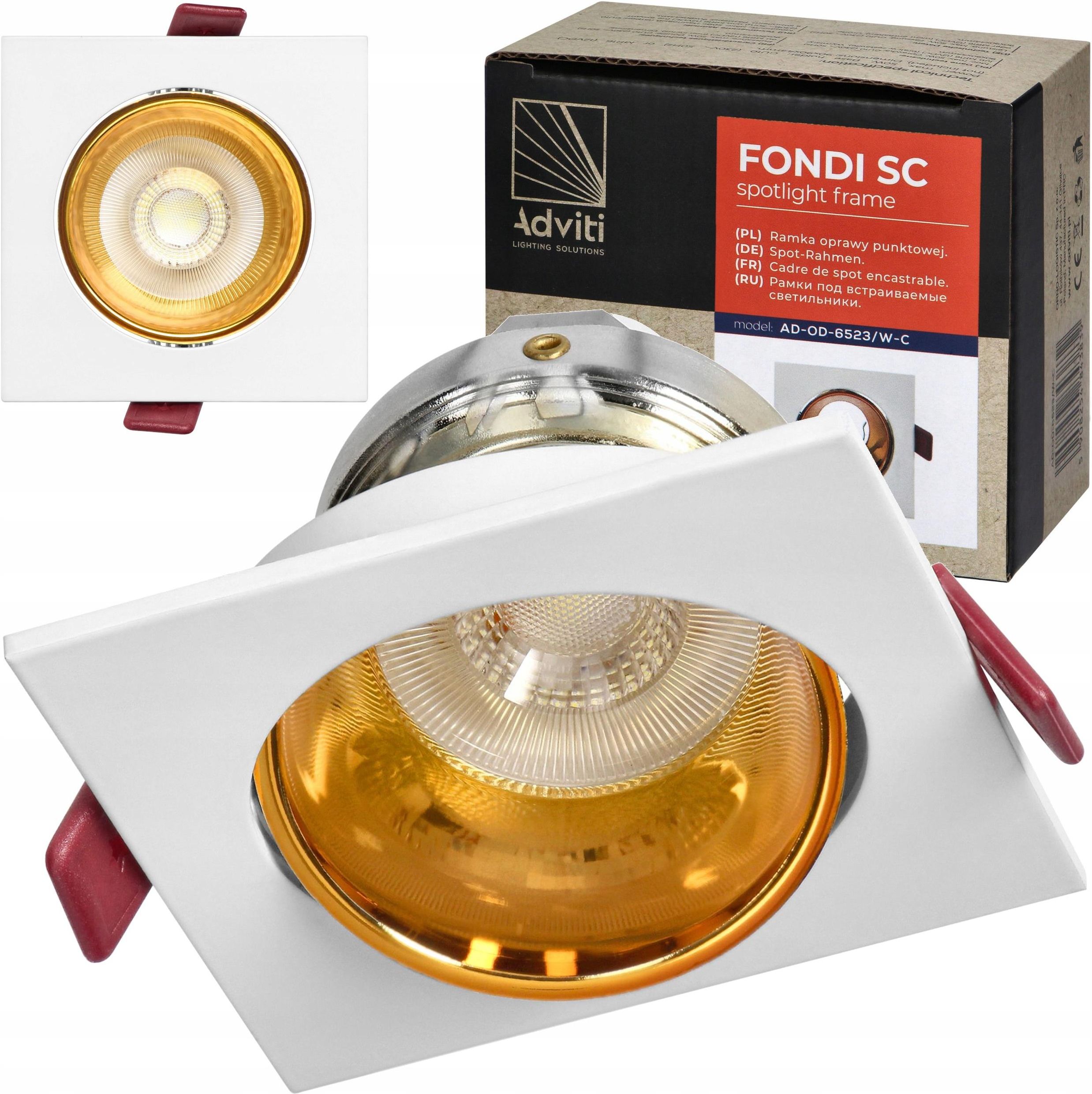 Adviti Sufitowa Wpuszczana Oprawa Halogenowa GU10 Biało-złota ...