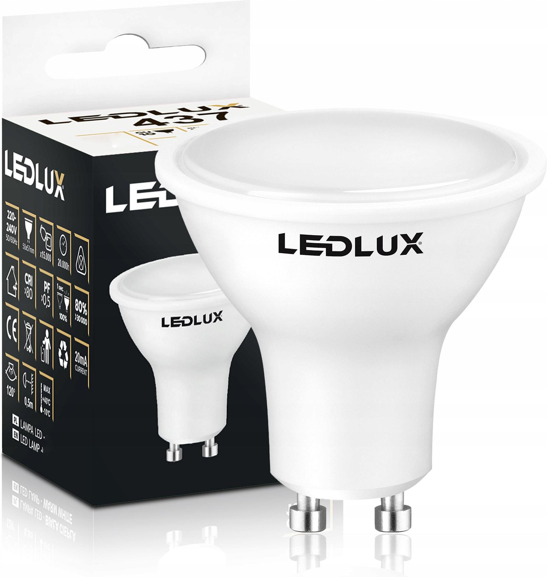 LEDLUX Oprawa Halogenowa Podtynkowa Kwadratowa Czarny GU10 12W ...
