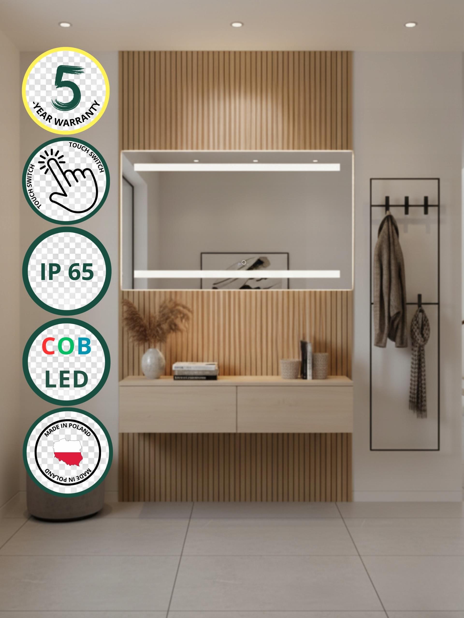 Lustro LED Venus , 21 rozmiarów , Włącznik Dotykowy , 50x50cm, Made in ...
