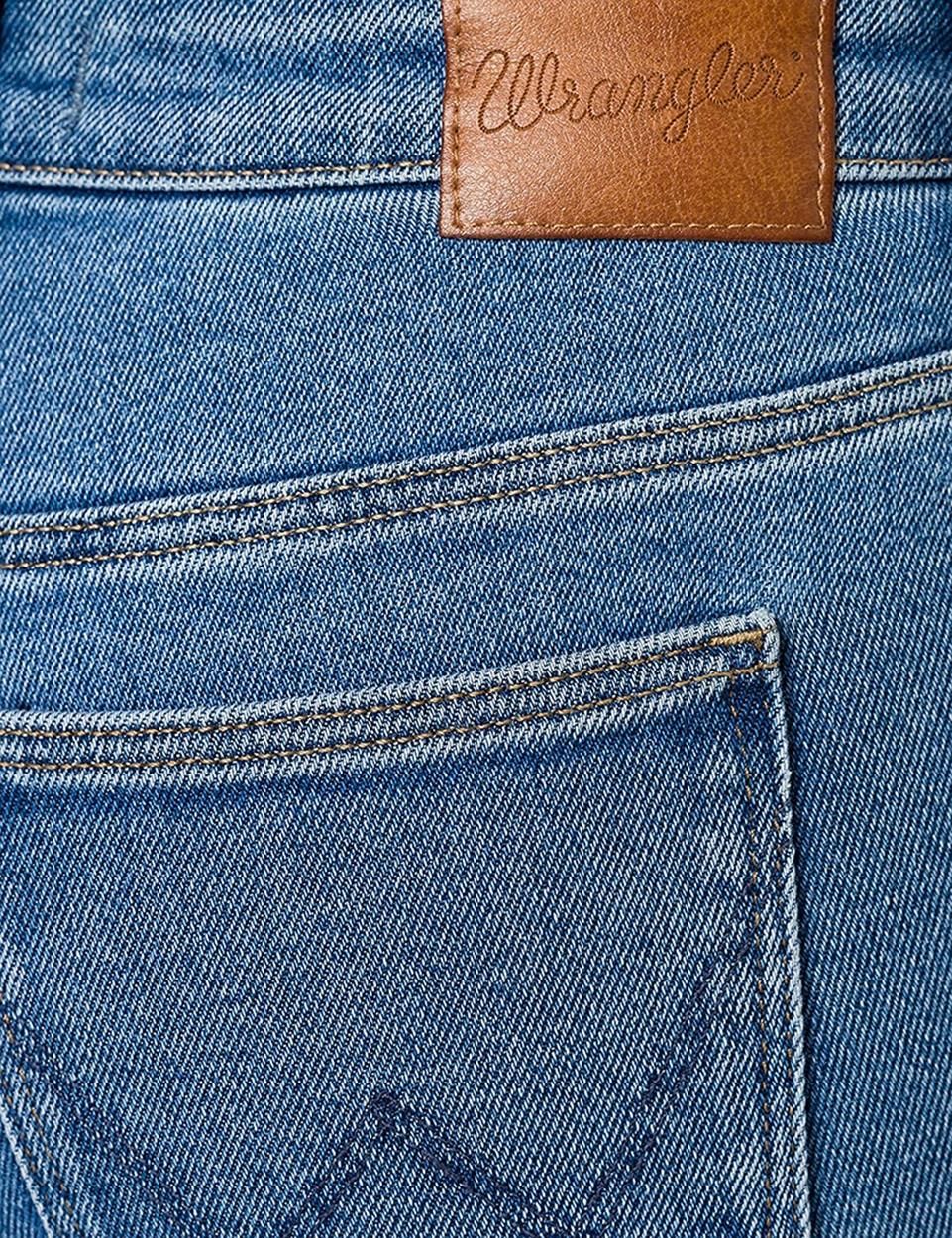 Wrangler Slim Static Stone Dopasowane Proste Wysoki Stan Blue DżINS W30 ...