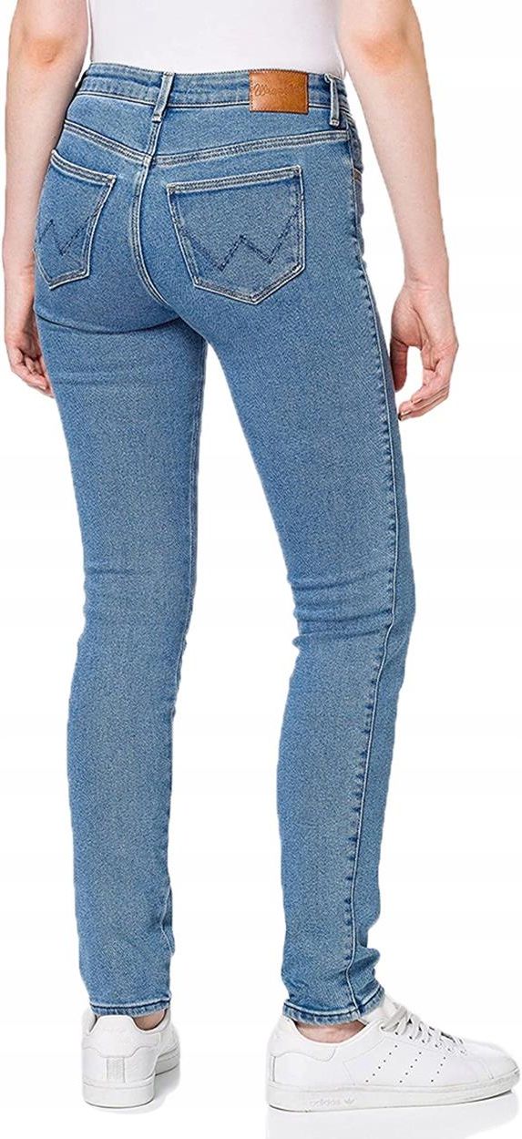Wrangler Slim Static Stone Dopasowane Proste Wysoki Stan Blue DżINS W30 ...