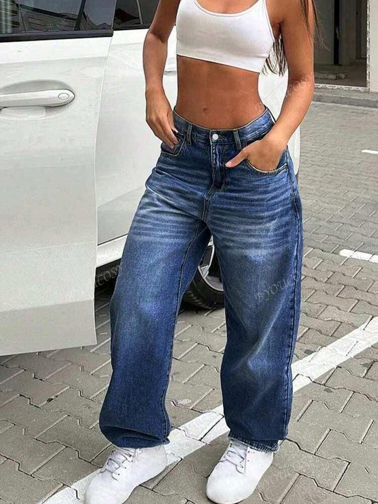 Shein Jeansy Damskie Granatowe Z Modnymi Przetarciami XL 1AB - Ceny i ...