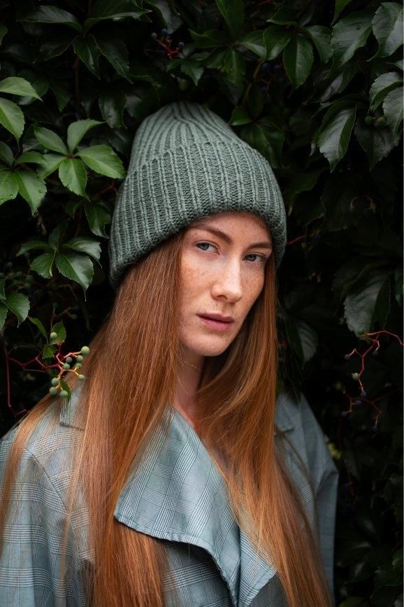 Czapka wełniana Bukowa damska, męska naturalna wełna-virgin Bordowy ...