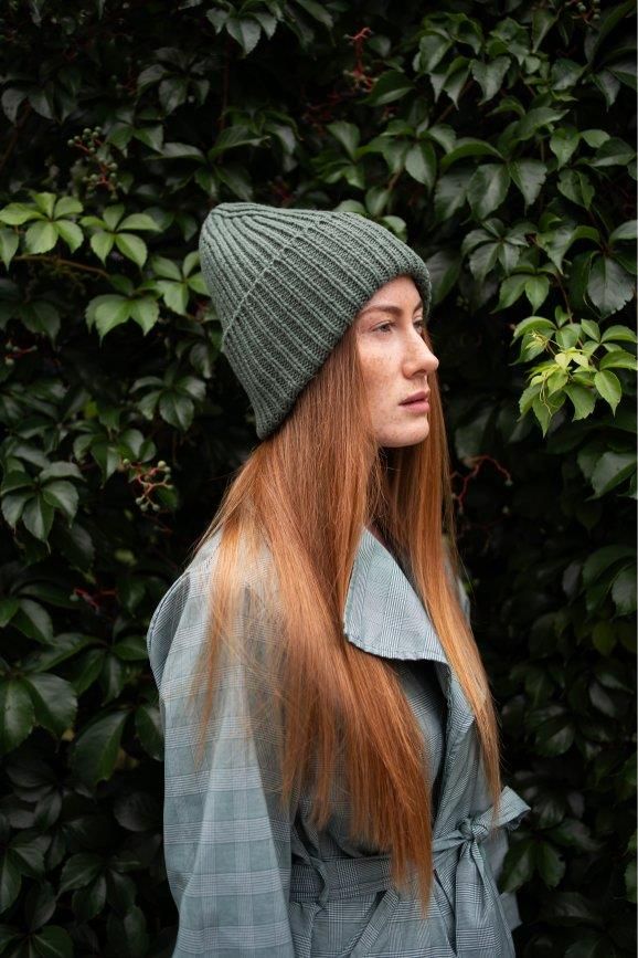 Czapka wełniana Bukowa damska, męska naturalna wełna-virgin Bordowy ...