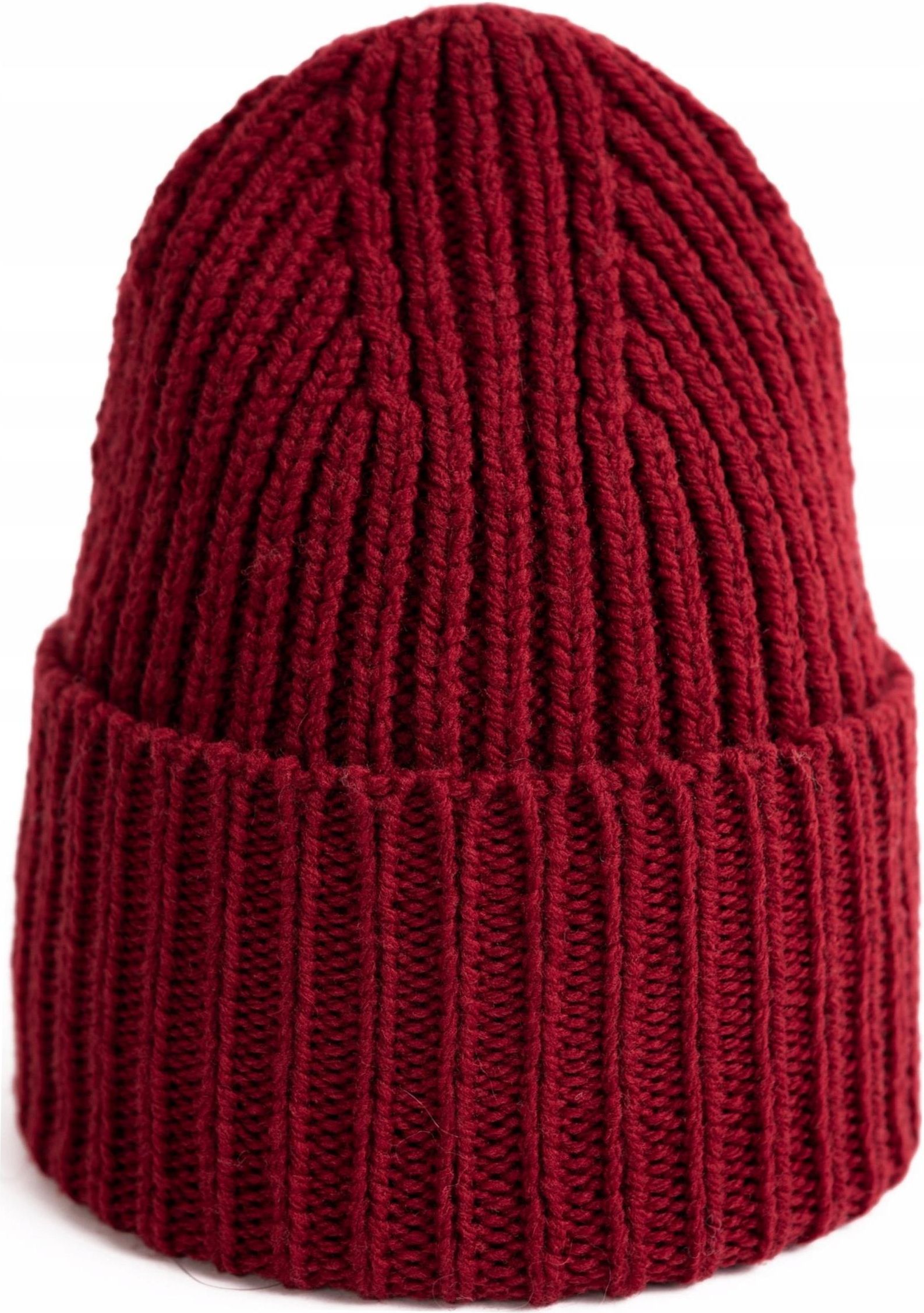 Czapka wełniana Bukowa damska, męska naturalna wełna-virgin Bordowy ...