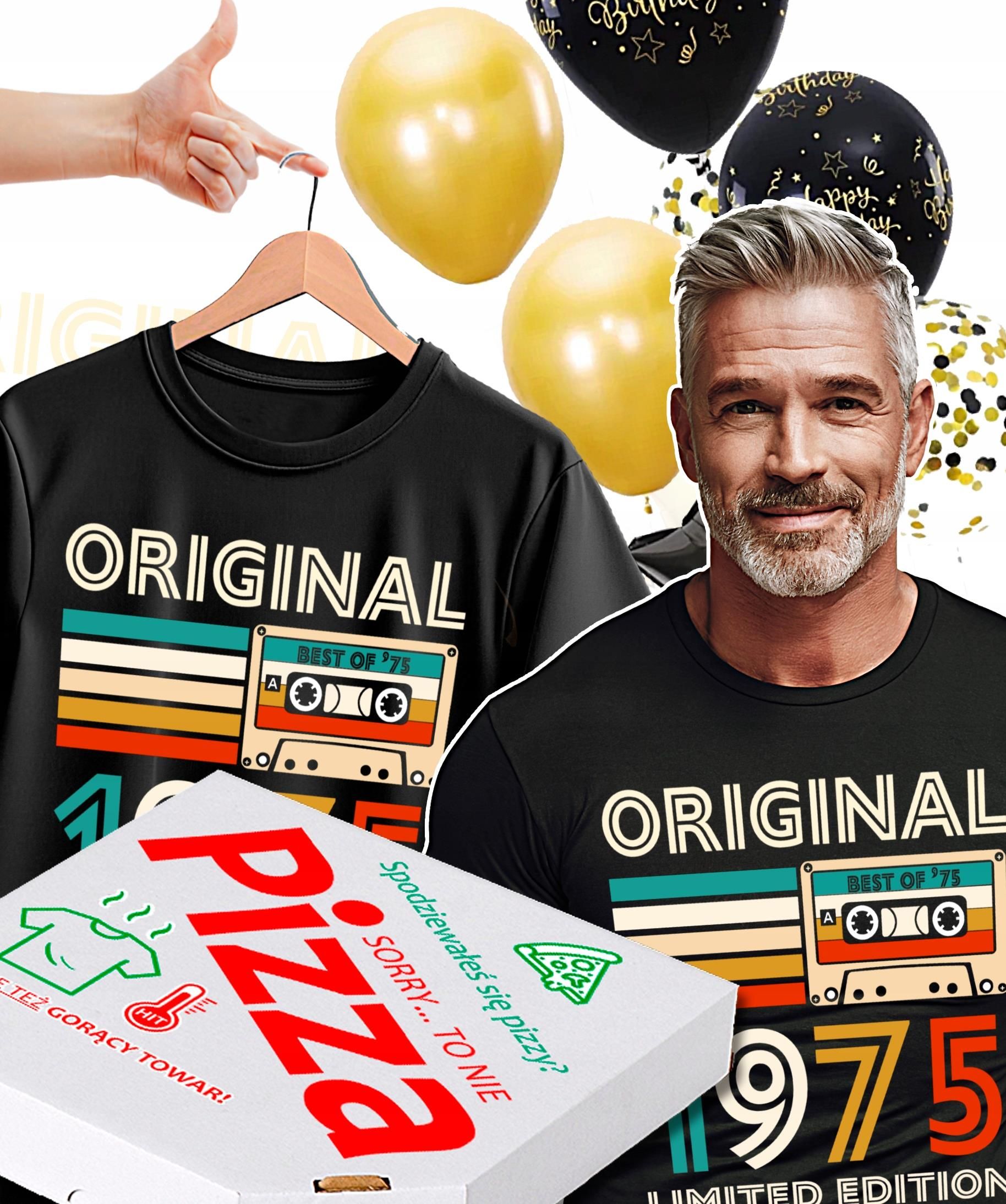 Koszulka Na 50 Urodziny Pizza Box Dla Niego 1975 Rocznik Retro, 3XL ...