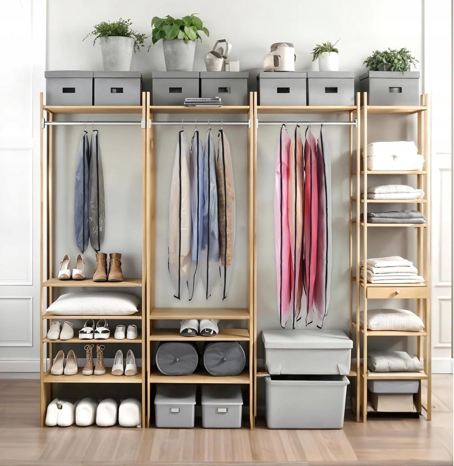 6x Pokrowiec Worek Na Ubrania Garnitur Przezroczysty Zamykany Na Suwak ...