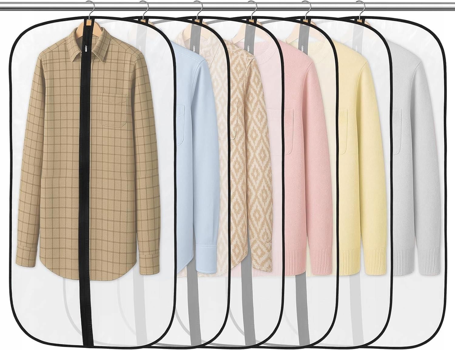 6x Pokrowiec Worek Na Ubrania Garnitur Przezroczysty Zamykany Na Suwak ...