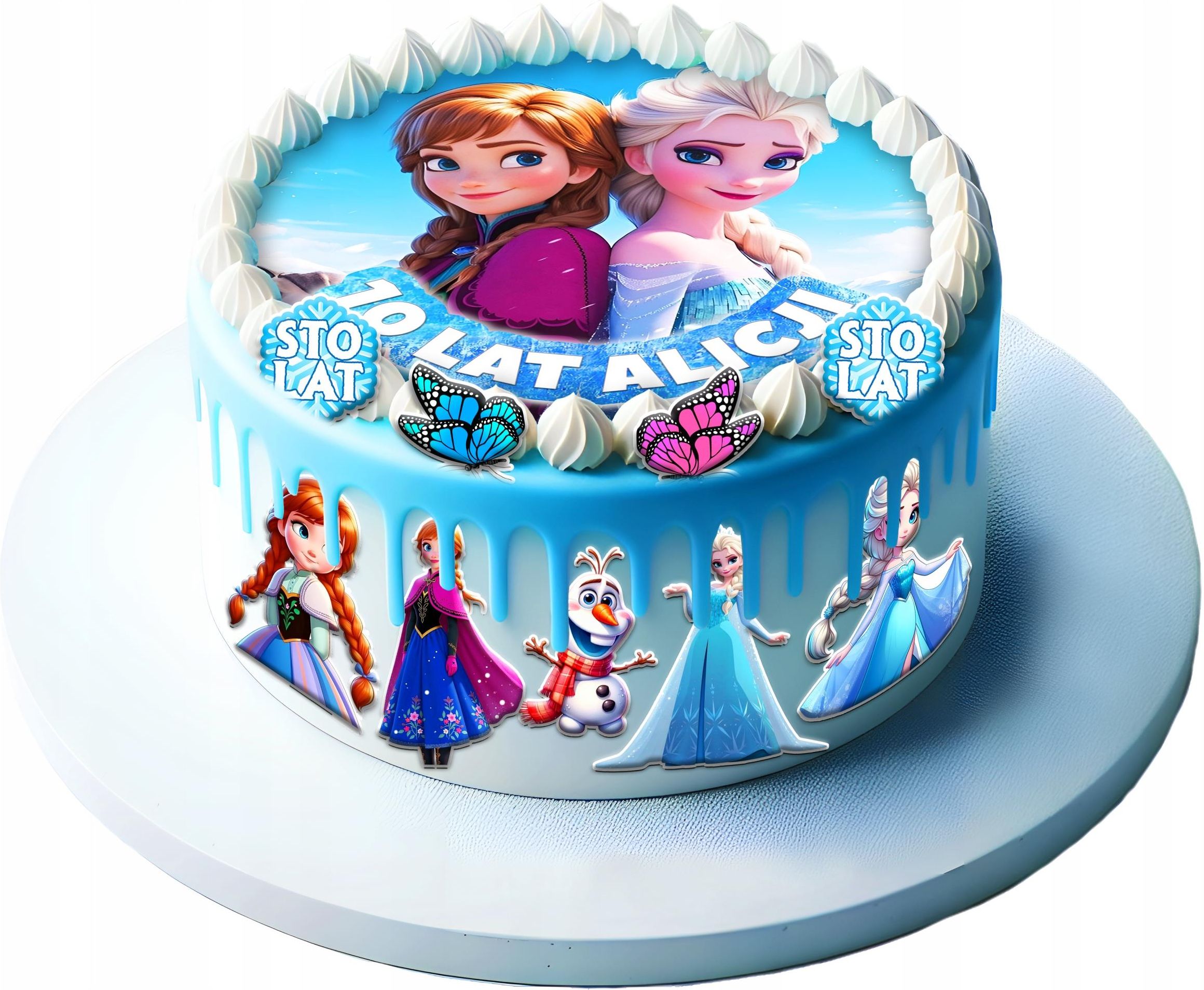 Zestaw Opłatek Na Tort Kraina Lodu Frozen Elsa Anna Napis I Postaci ...