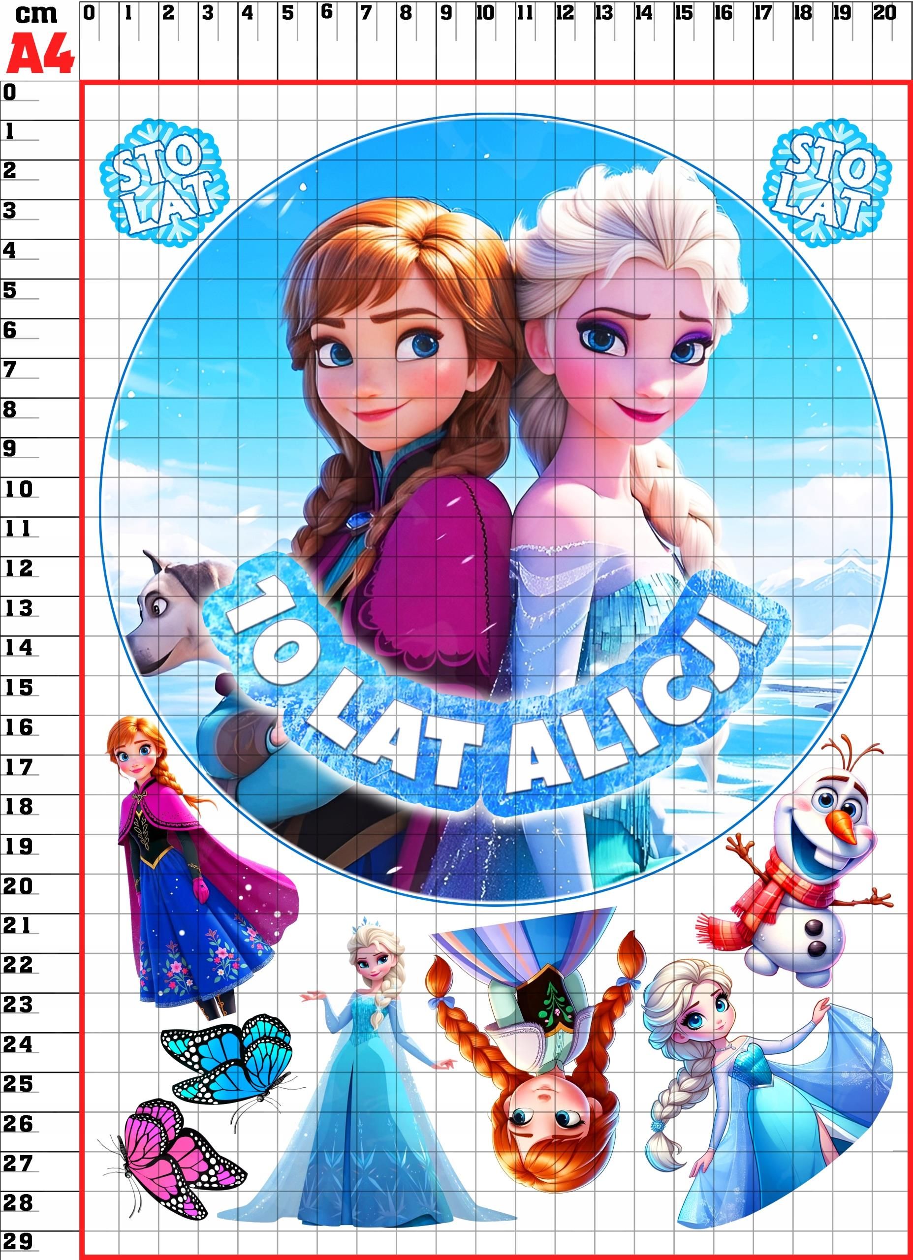 Zestaw Opłatek Na Tort Kraina Lodu Frozen Elsa Anna Napis I Postaci ...