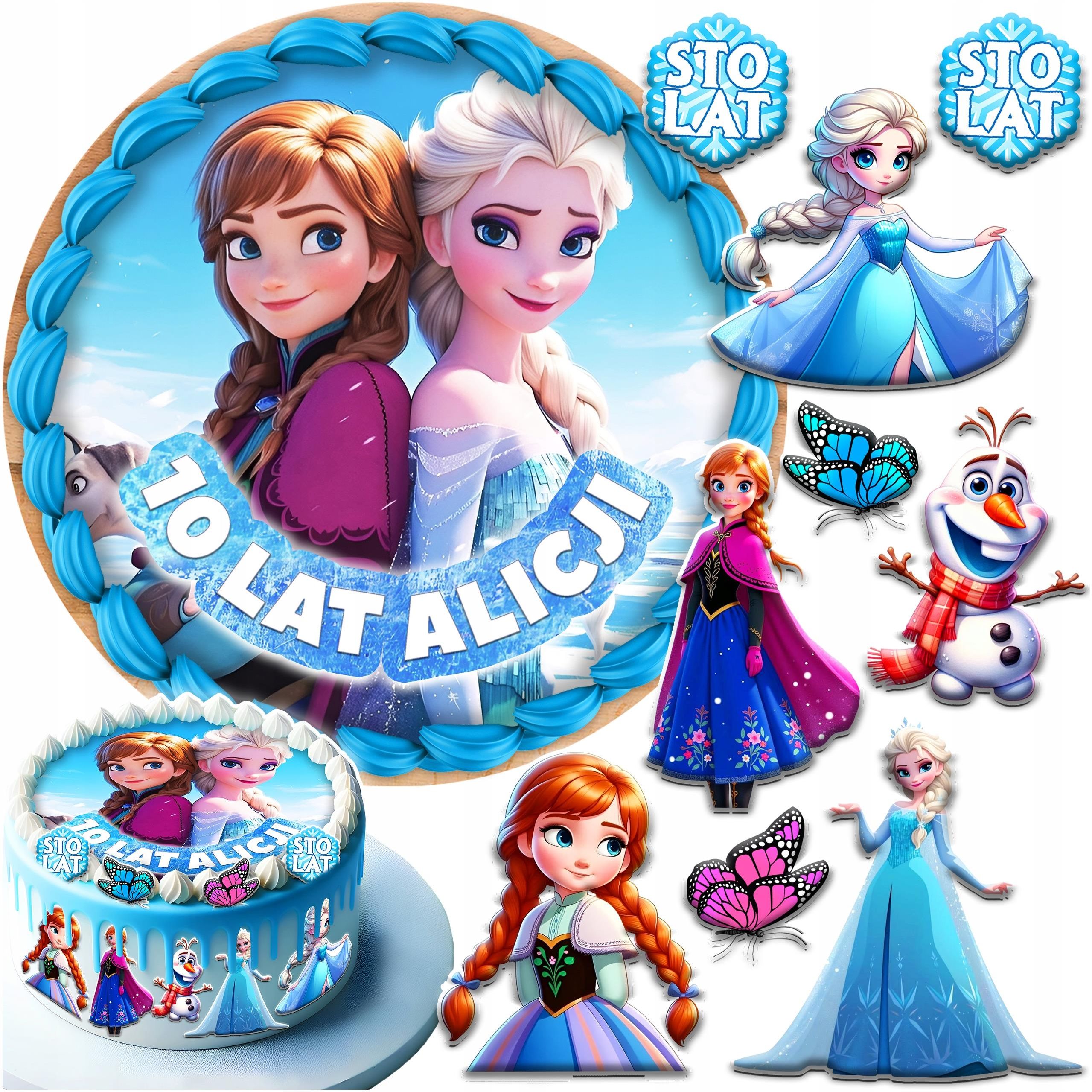 Zestaw Opłatek Na Tort Kraina Lodu Frozen Elsa Anna Napis I Postaci ...