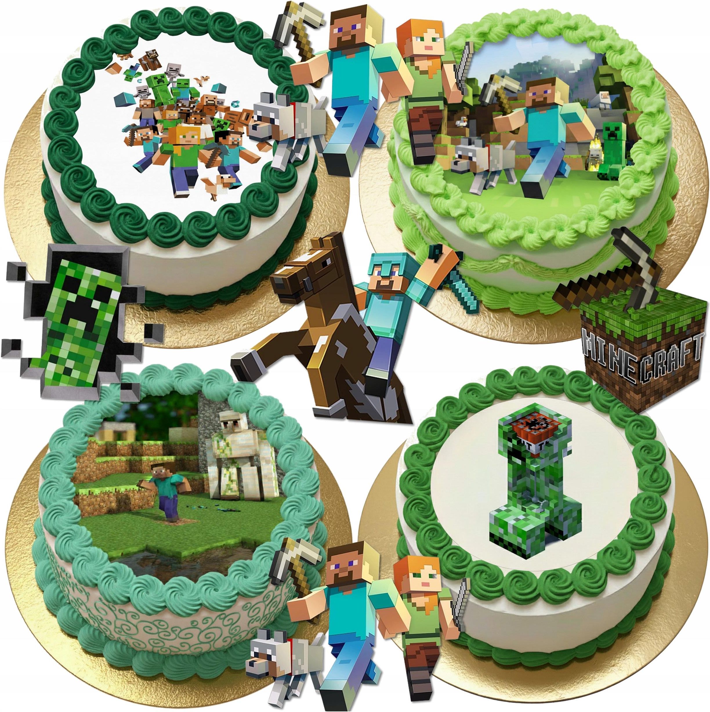 Opłatek Na Tort Minecraft 27 CM Imię 2 Obwody Idealne Urodziny - Ceny i ...