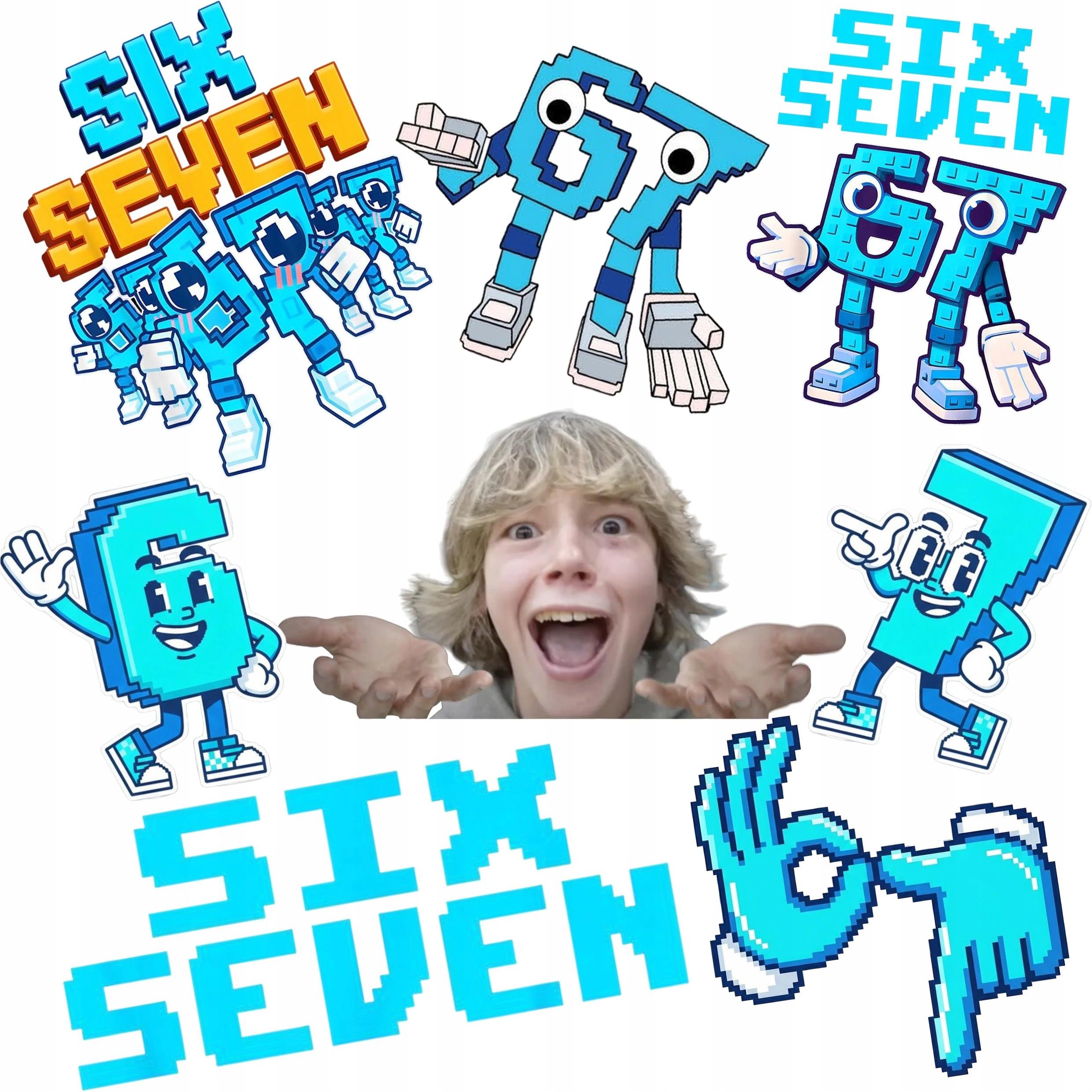 Opłatek Na Tort Brainrot Six Seven Sixty 67 Zestaw Ilustracji 8szt ...