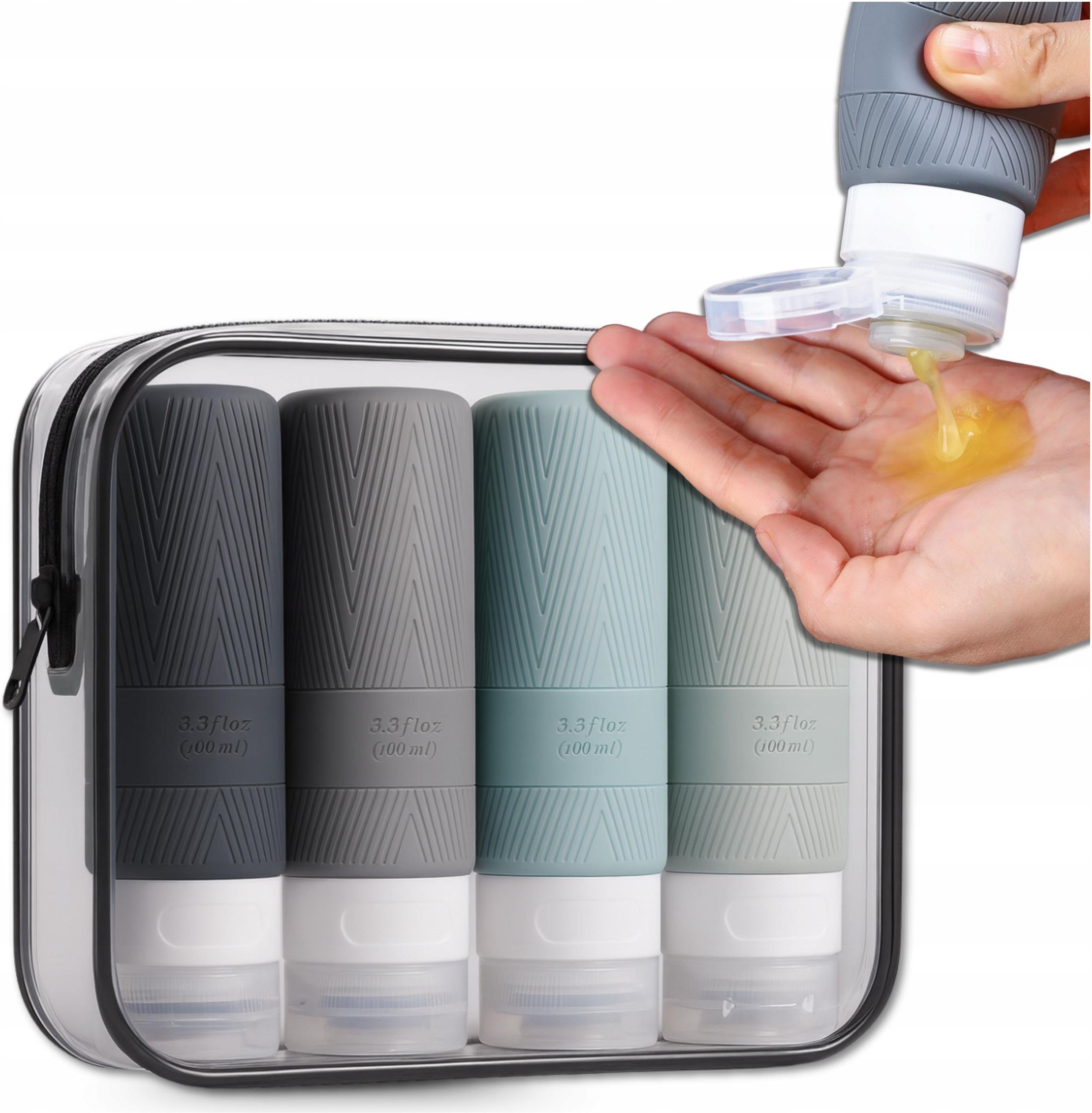 Zestaw Podróżny 4szt Silikonowych Butelek Na Kosmetyki Podróżnych 100ml ...