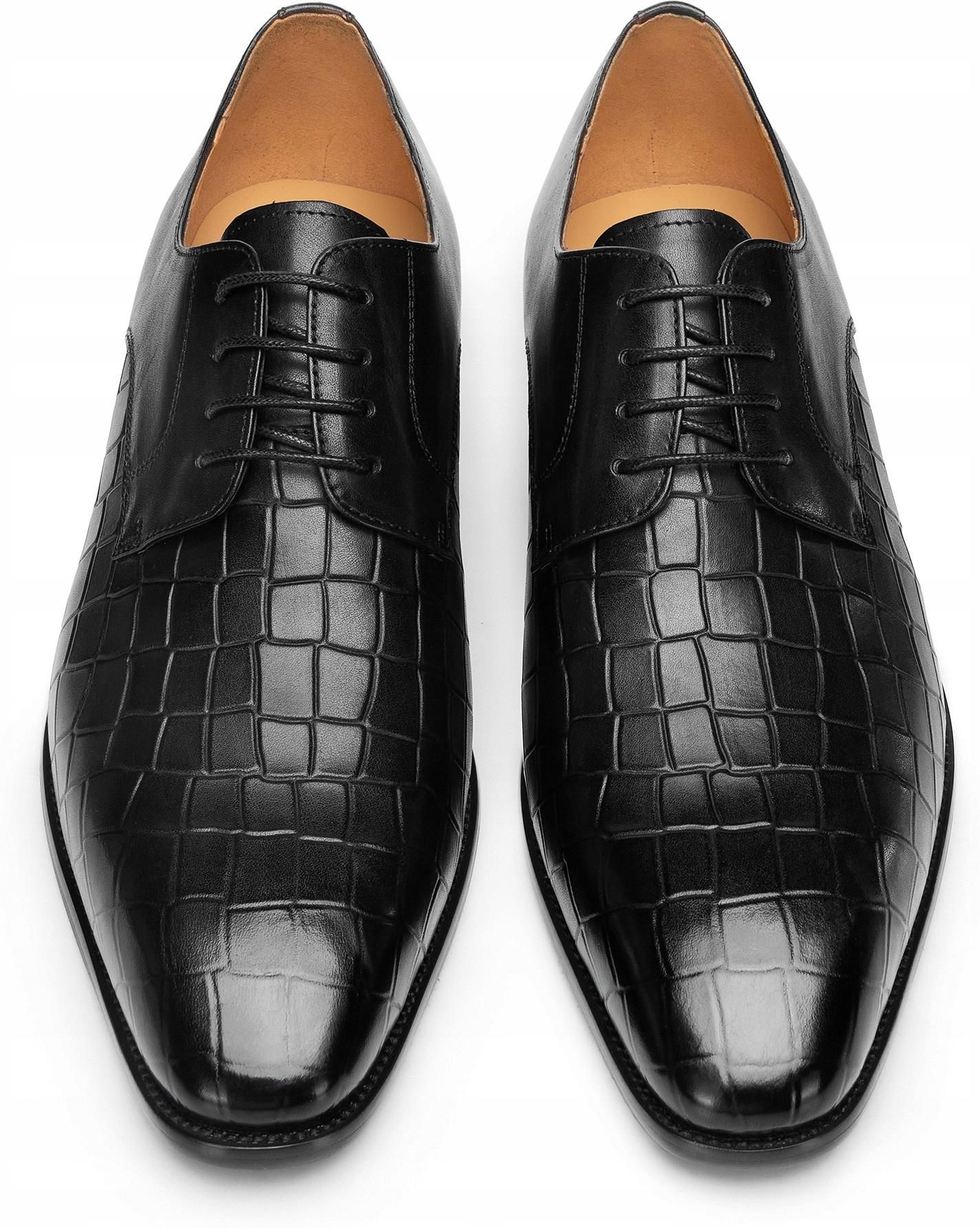 Wittchen męskie półbuty derby ze skóry naturalnej ze skóry croco czarne ...